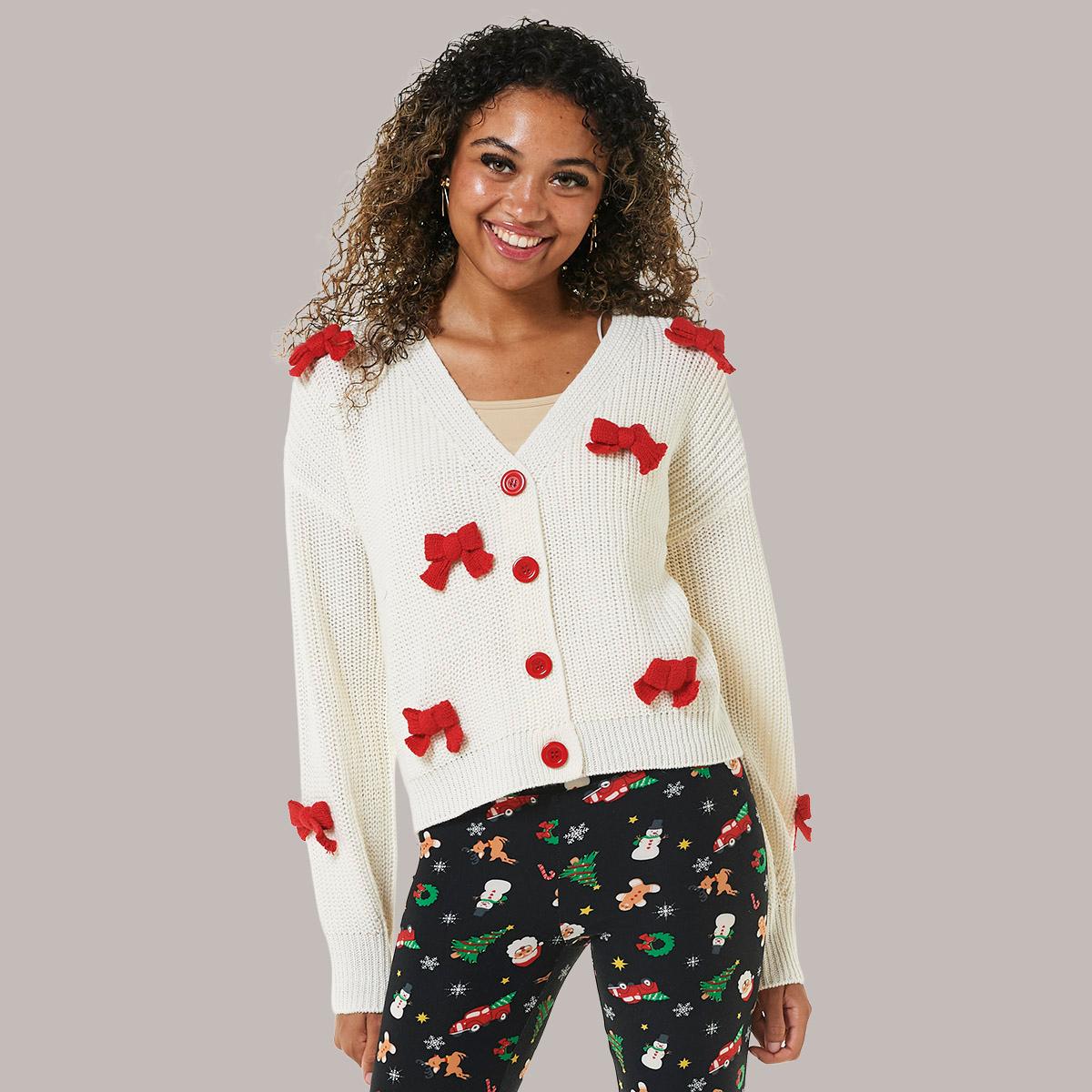 Click here for Juniors No Comment Acrylic 3D Bow Button Front Car... prices