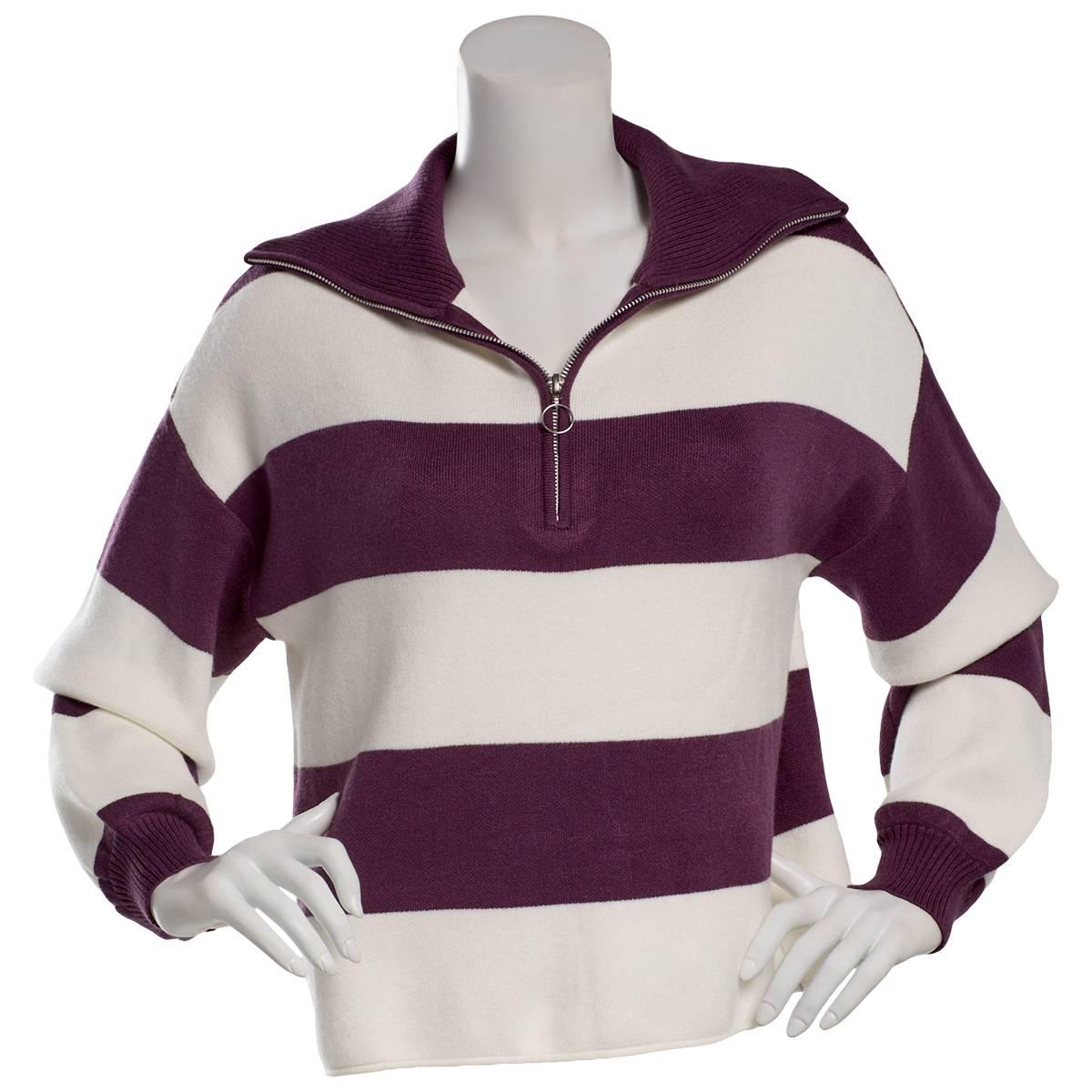 Click here for Juniors No Comment Polo Collar Quarter Zip Stripe... prices