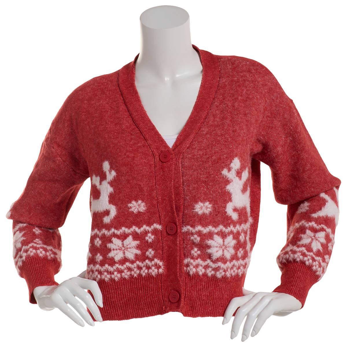 Click here for Juniors No Comment Fair Isle Deer Button Cardigan... prices