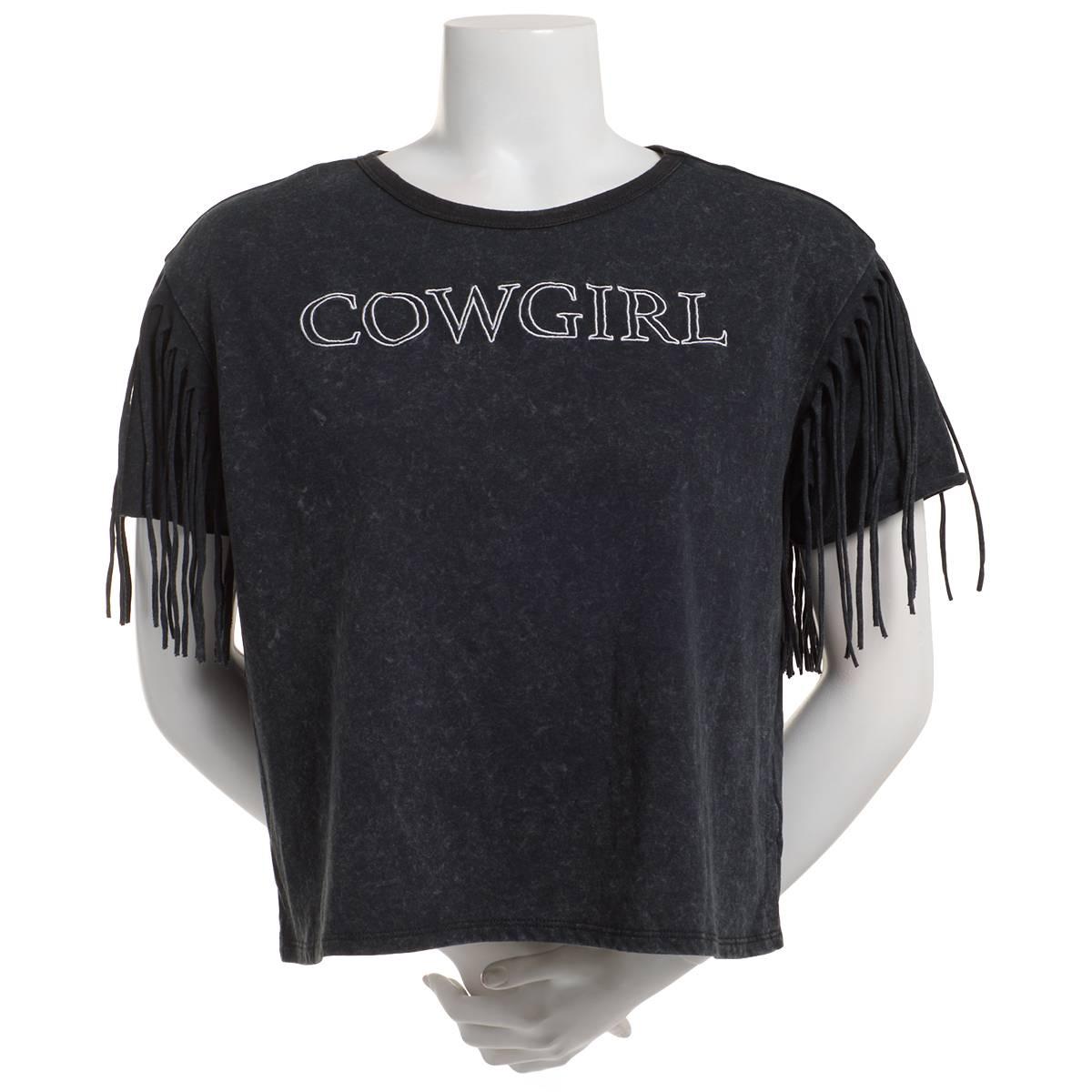 Click here for Juniors No Comment Short Sleeve Fringe Embroidered... prices