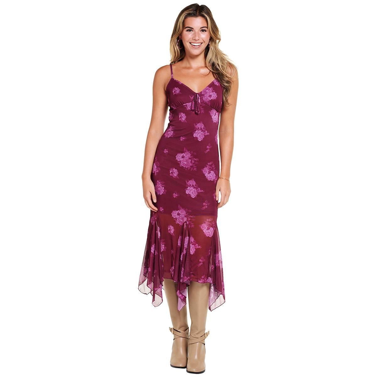 Click here for Juniors No Comment Floral Hankey Hem Midi Dress prices