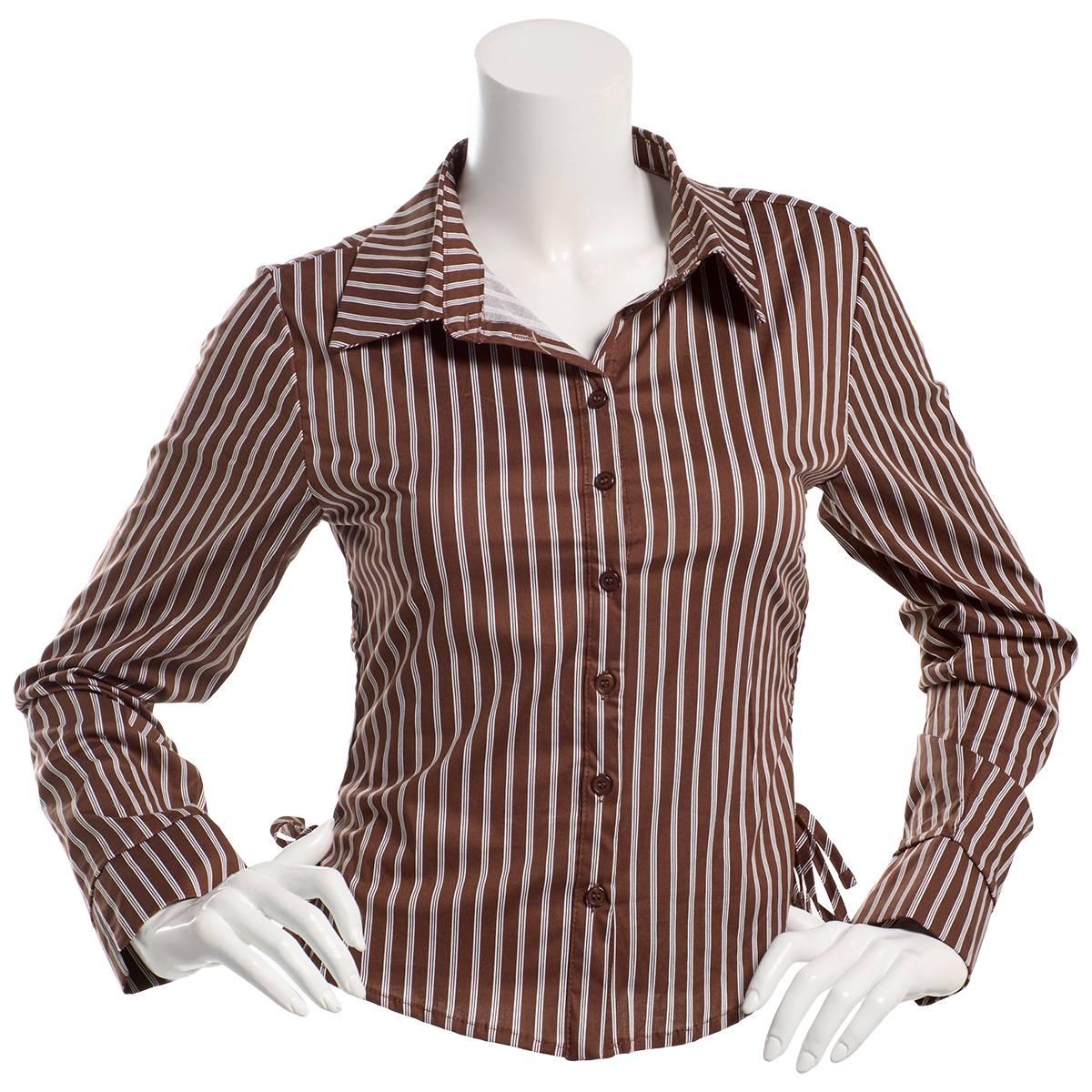 Click here for Juniors No Comment Long Sleeve Stripe Button Front... prices