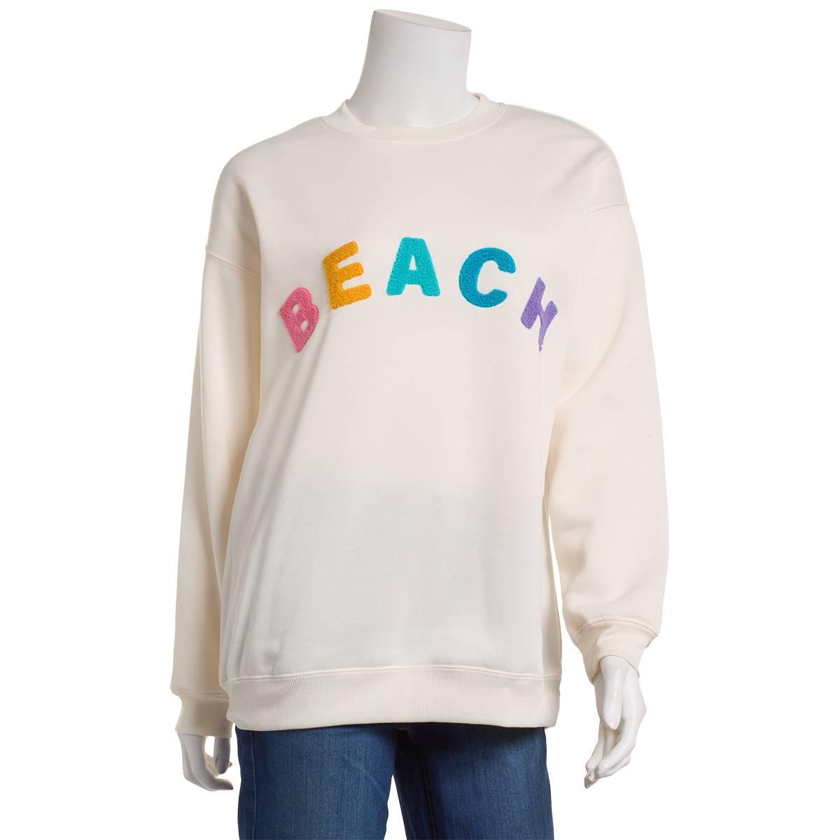 Click here for Juniors No Comment Beach Oversized Crew Neck Top prices