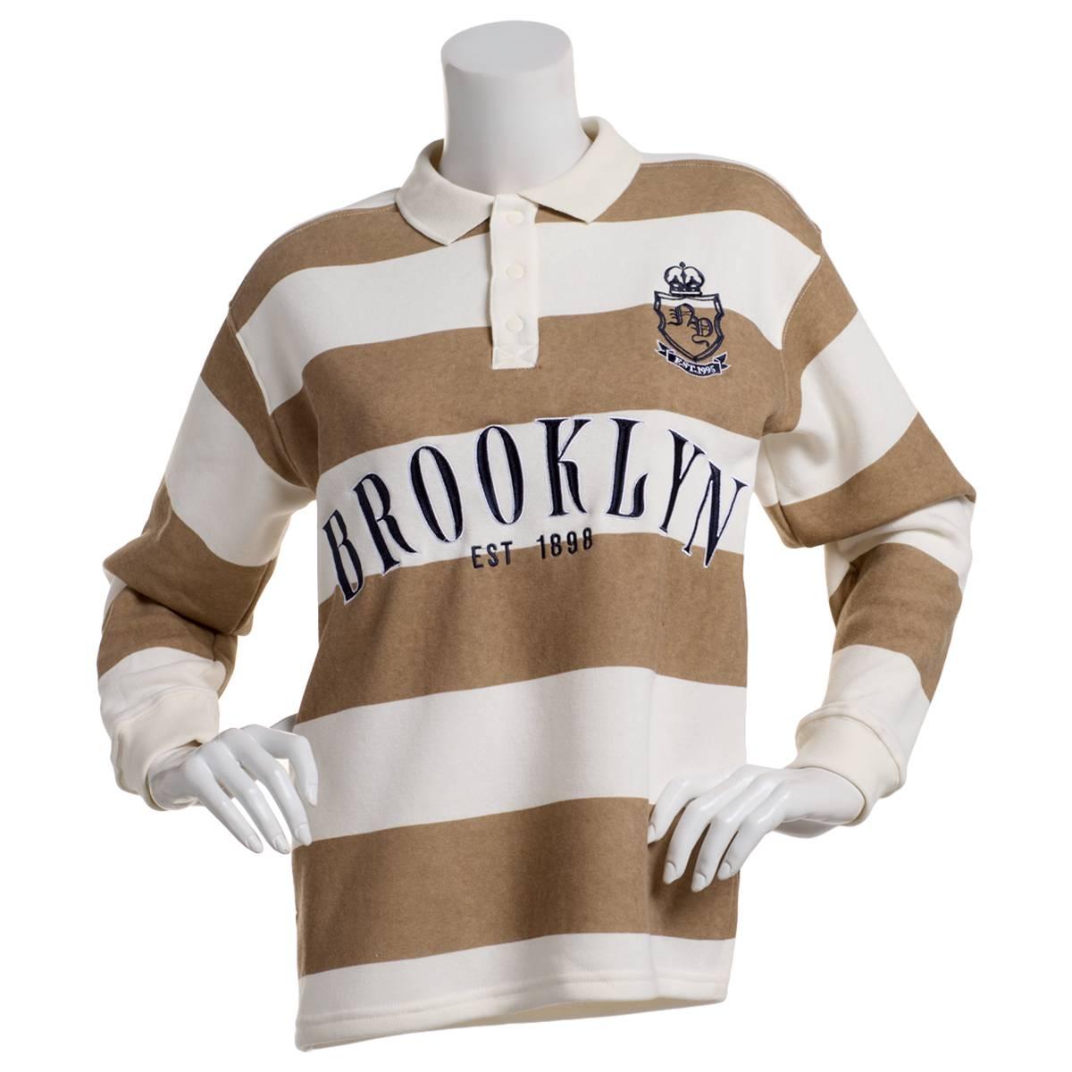 Click here for Juniors No Comment Long Sleeve Stripe Brooklyn Pol... prices