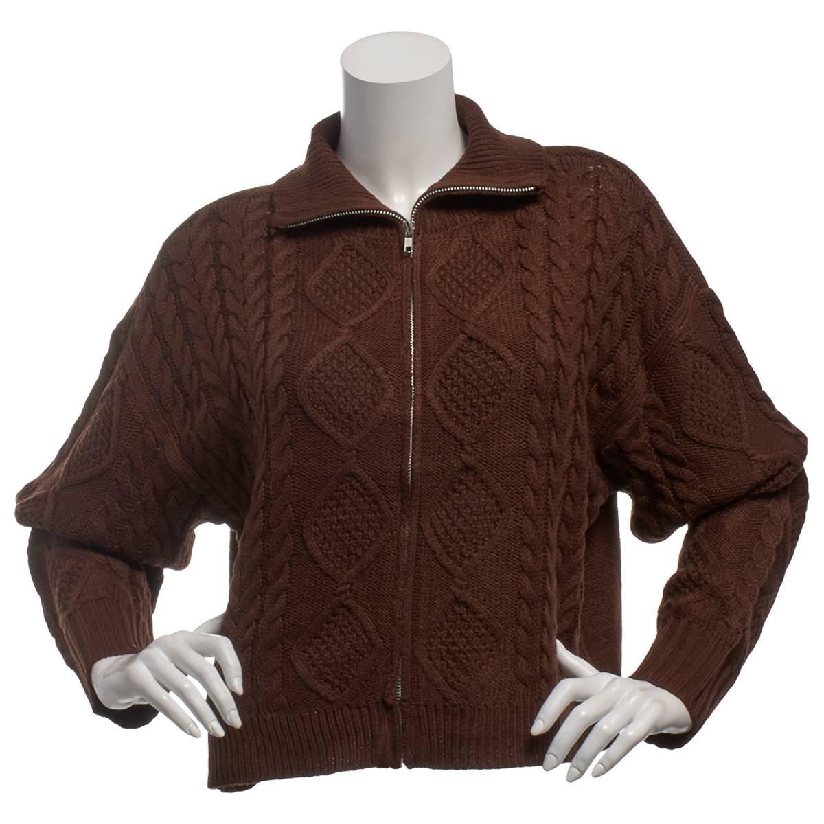 Click here for Juniors Plus No Comment Mock Neck Cable Zip Up Car... prices