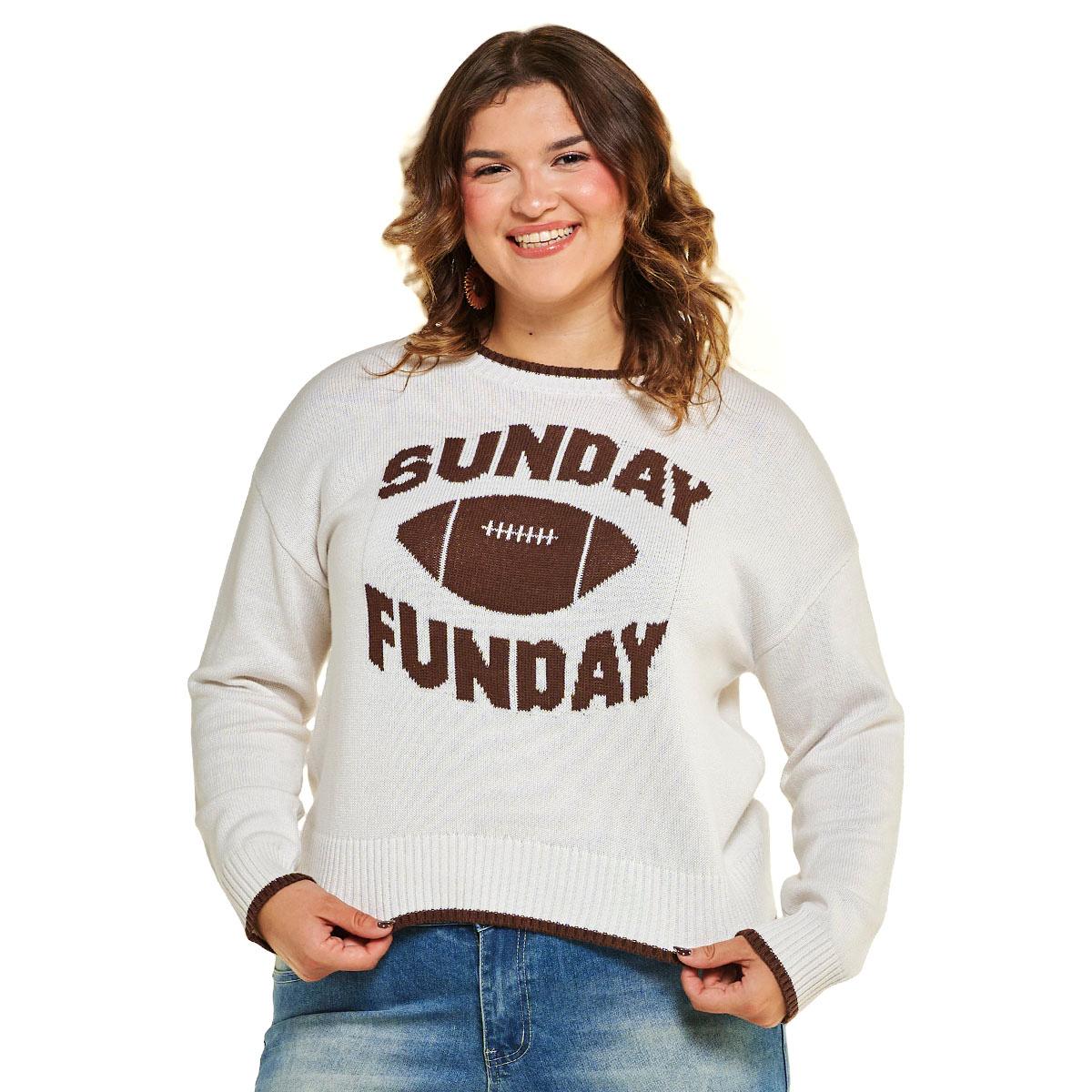 Click here for Juniors Plus No Comment Sunday Funday Crew Neck Sw... prices