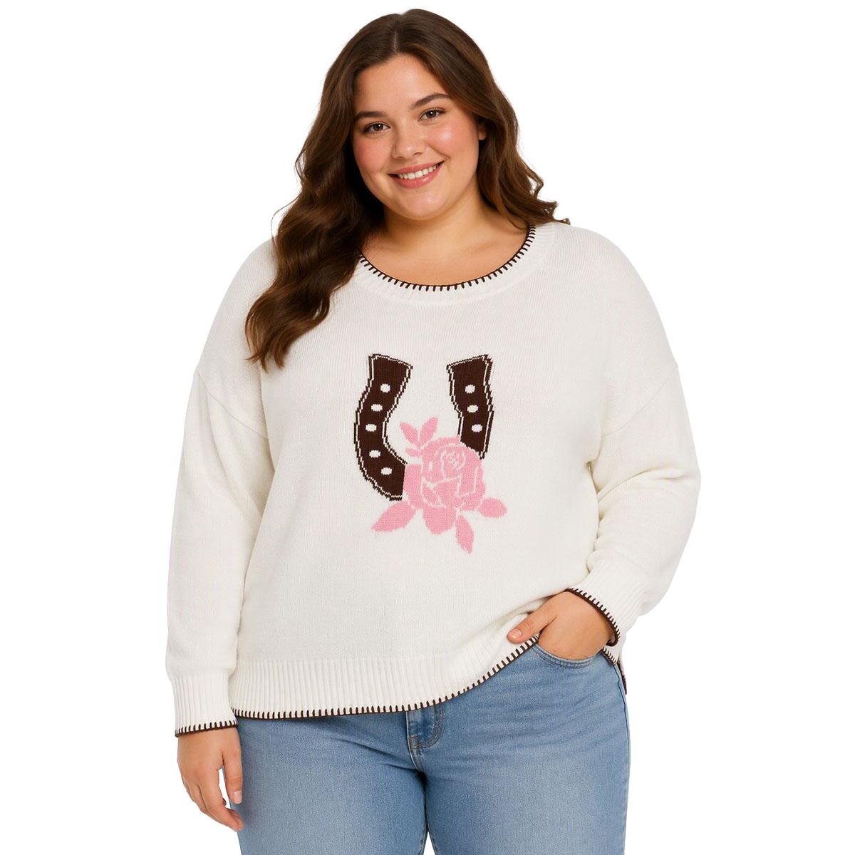 Click here for Juniors Plus No Comment Whipstitch Horseshoe & Ros... prices