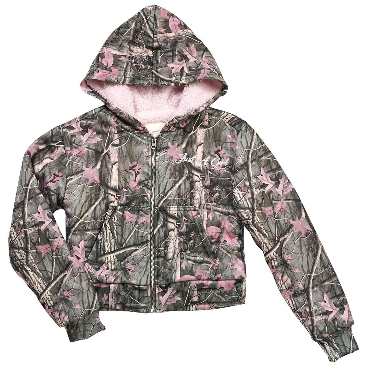 Click here for Girls (7-16) No Comment Sherpa Lined Zip Up Camo H... prices