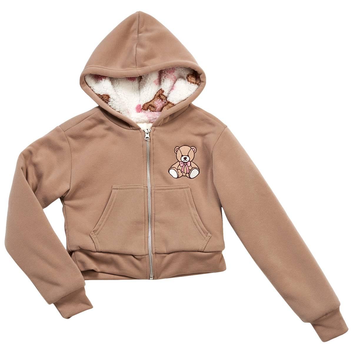 Click here for Girls (7-16) No Comment Sherpa Lined Zip Up Bear H... prices