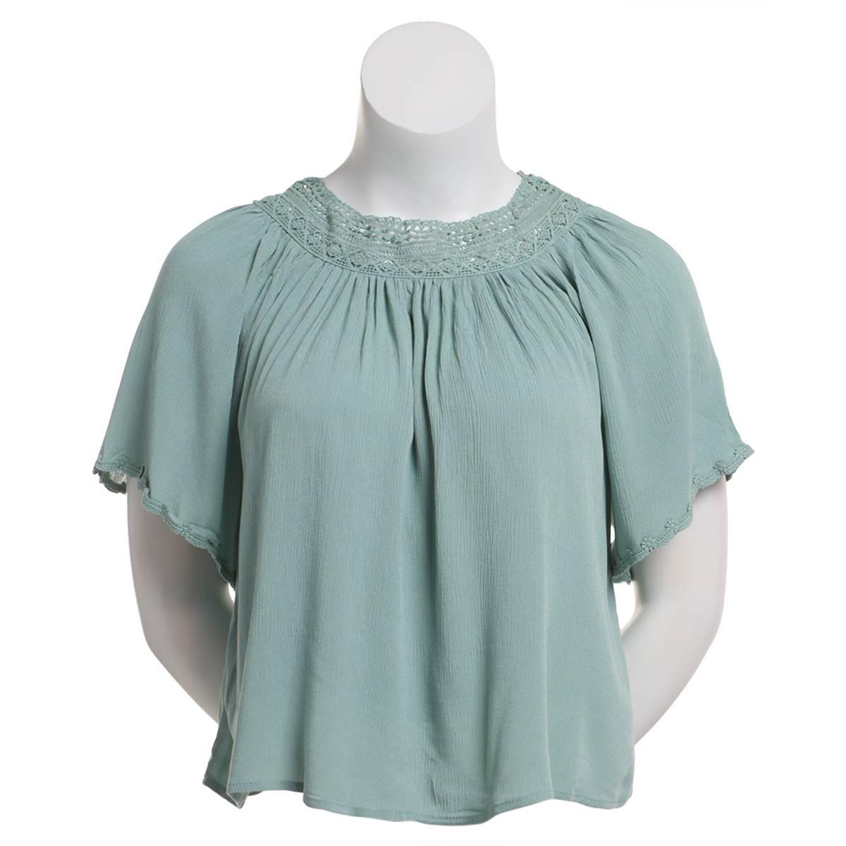 Click here for Petite Architect(R) Short Sleeve Crochet Yoke Gauz... prices