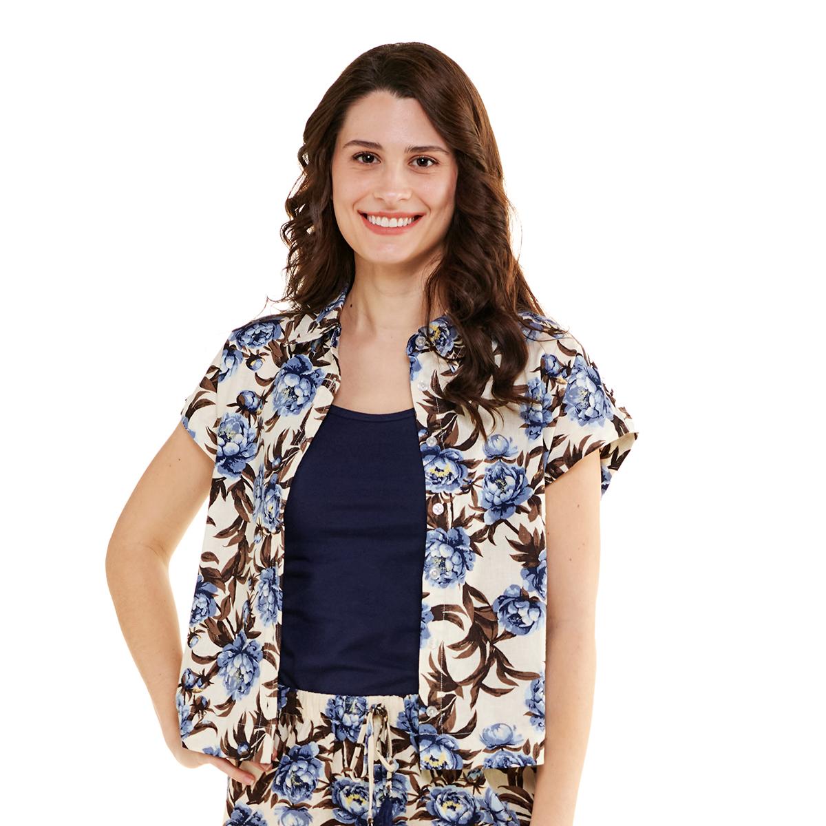 Click here for Womens Architect(R) Short Sleeve Floral Button Dow... prices