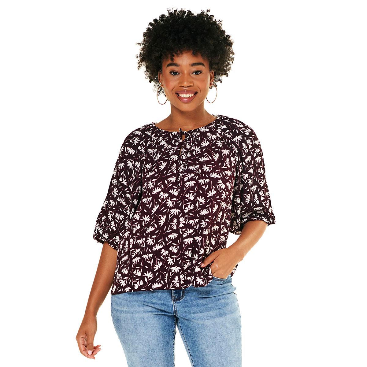 Click here for Plus Size Architect(R) Bubble Sleeve Floral Peasan... prices