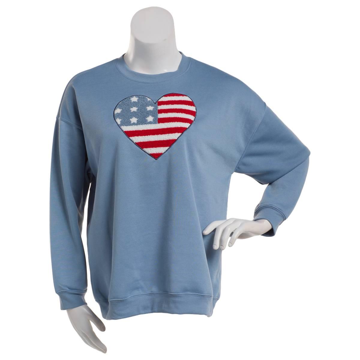 Click here for Juniors No Comment Heart Americana Fleece Sweatshi... prices