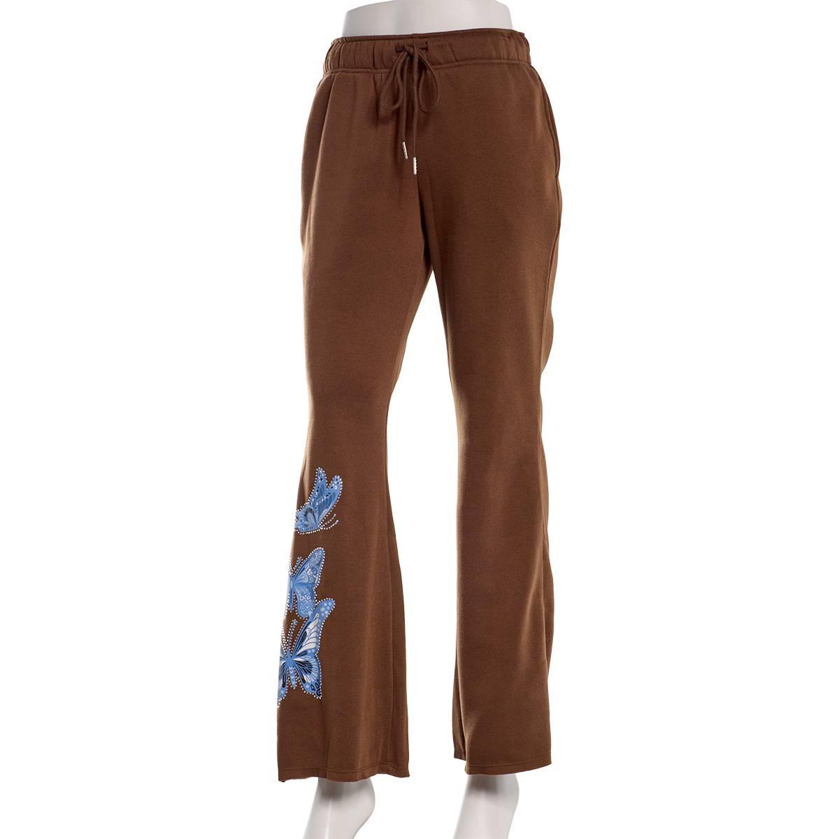 Click here for Juniors No Comment Fleece Foil Screen Flare Sweatp... prices
