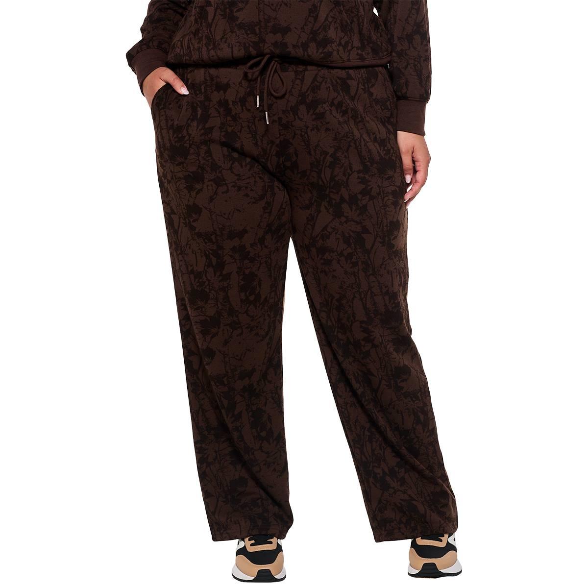 Click here for Juniors Plus No Comment Camo Print Fleece Wide Leg... prices
