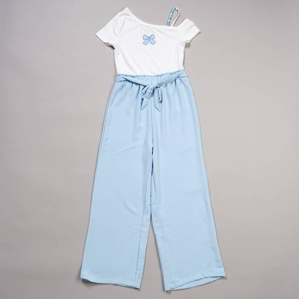 Click here for Girls (7-16) No Comment Bow Cold Shoulder Paperbag... prices