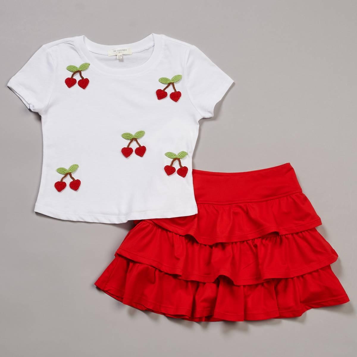 Click here for Girls (7-16) No Comment Cherry Tee & Tiered Skort... prices