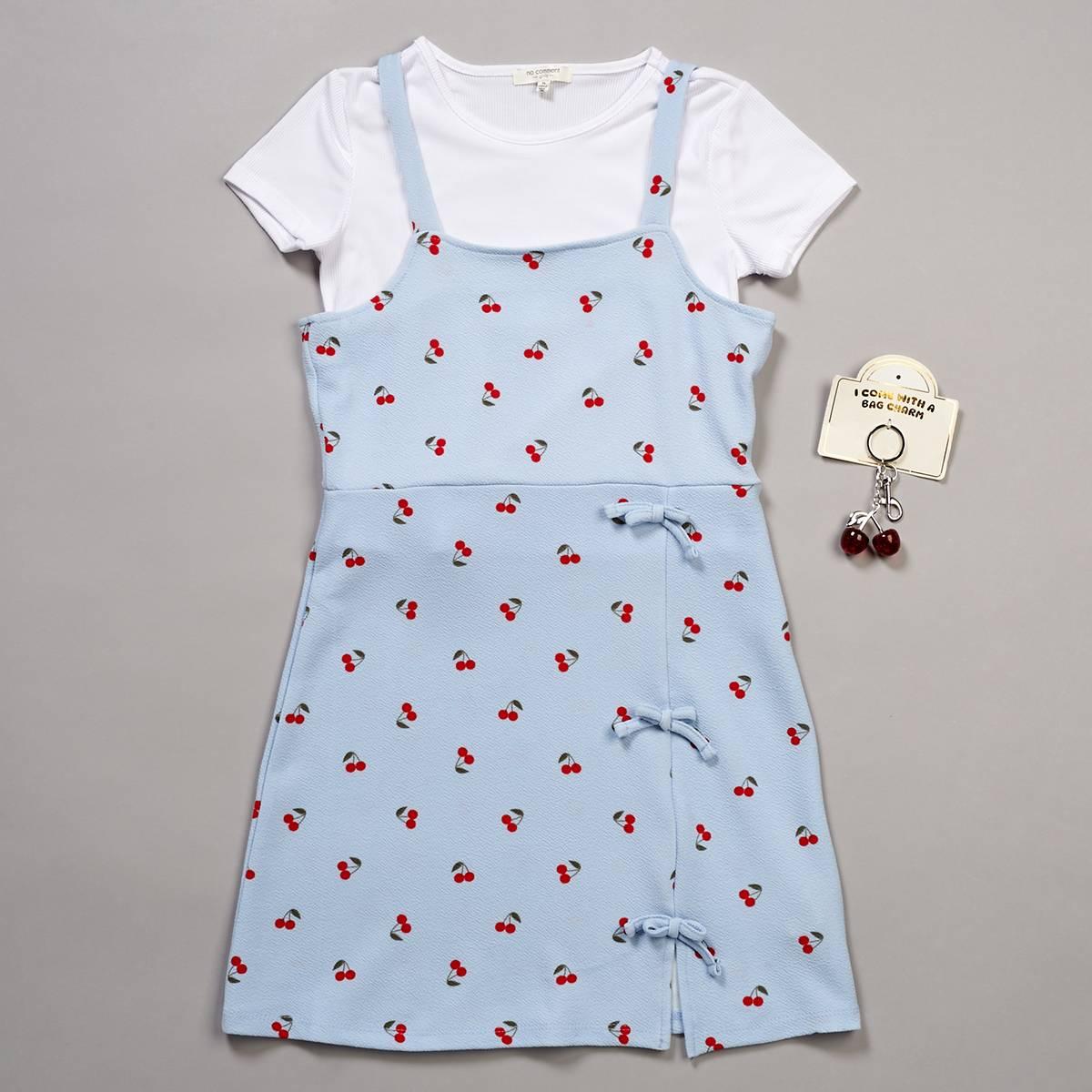 Click here for Girls (7-16) No Comment Cherry Bow Side Jumper wit... prices