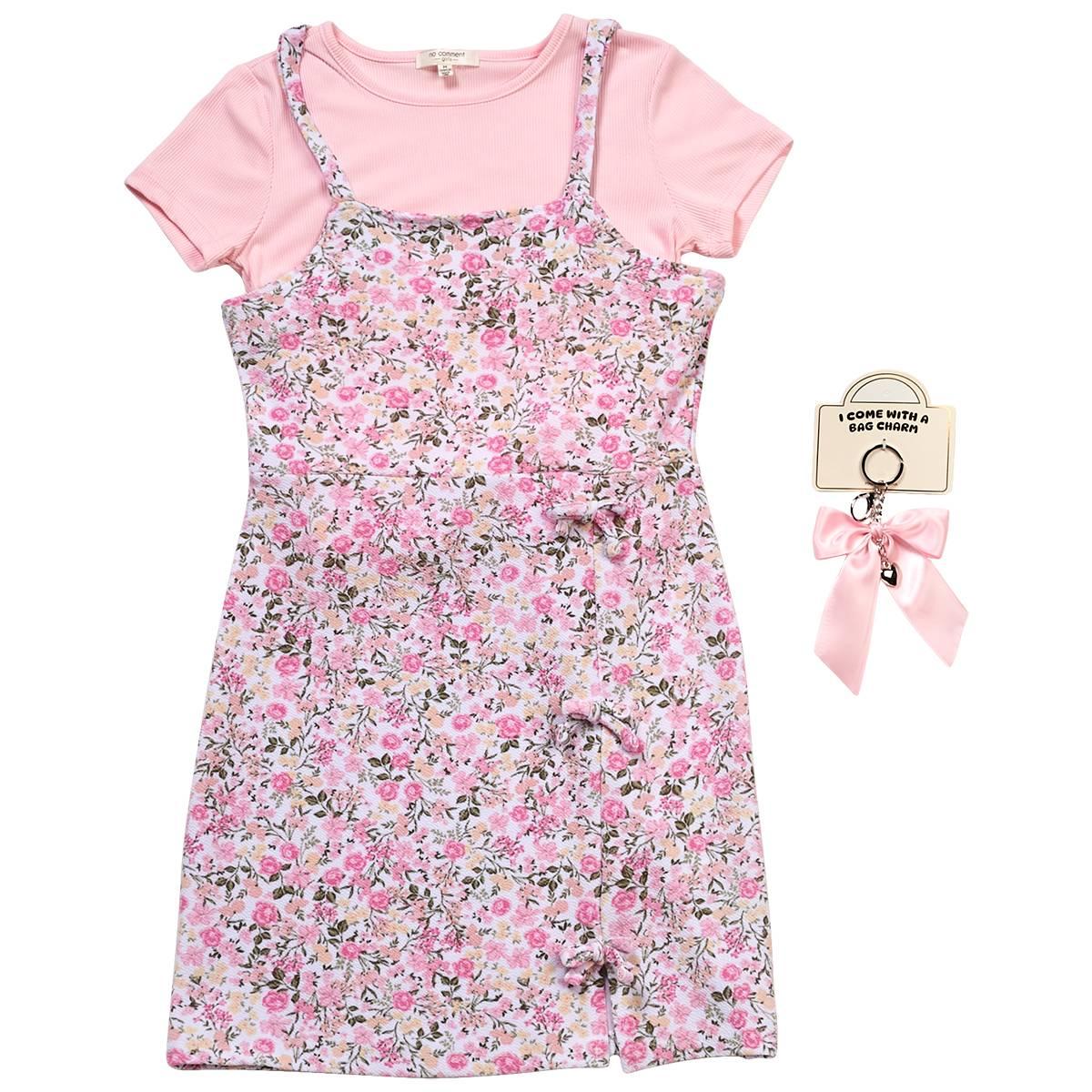 Click here for Girls (7-16) No Comment Floral Bow Side Jumper wit... prices