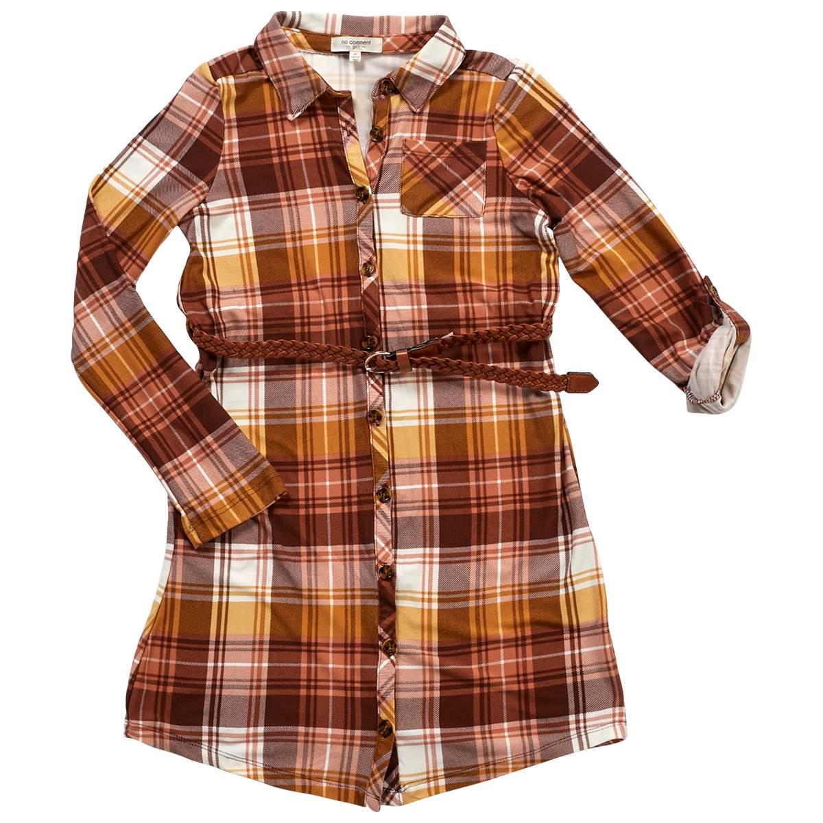 Click here for Girls (7-16) No Comment Belted Plaid Shirtdress prices