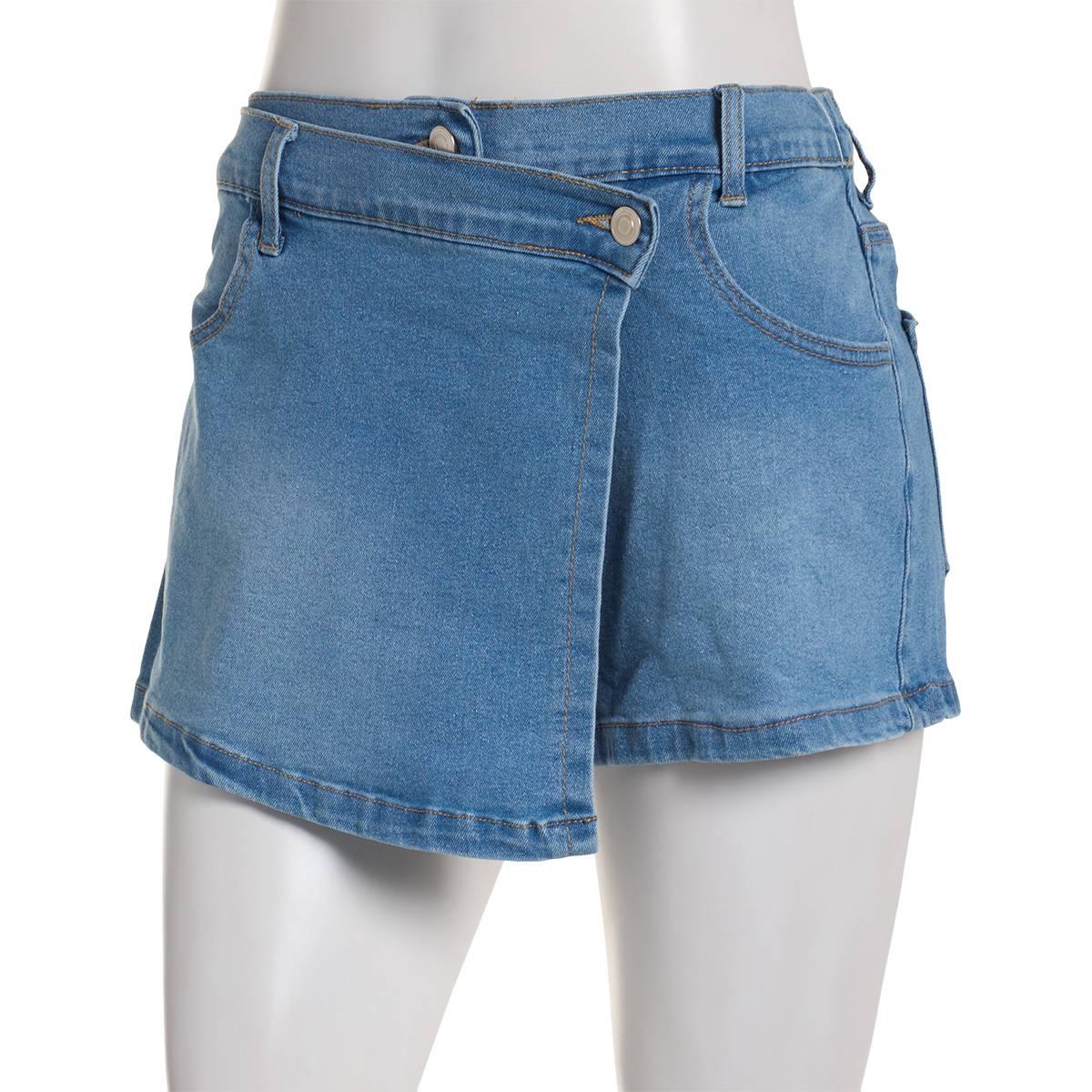 Click here for Juniors No Comment Asymmetrical Denim Skort prices