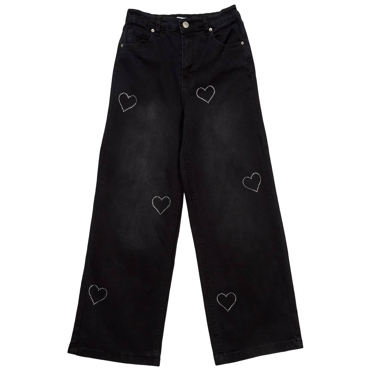 Click here for Girls (7-16) No Comment Wide Leg Rhinestone Heart... prices