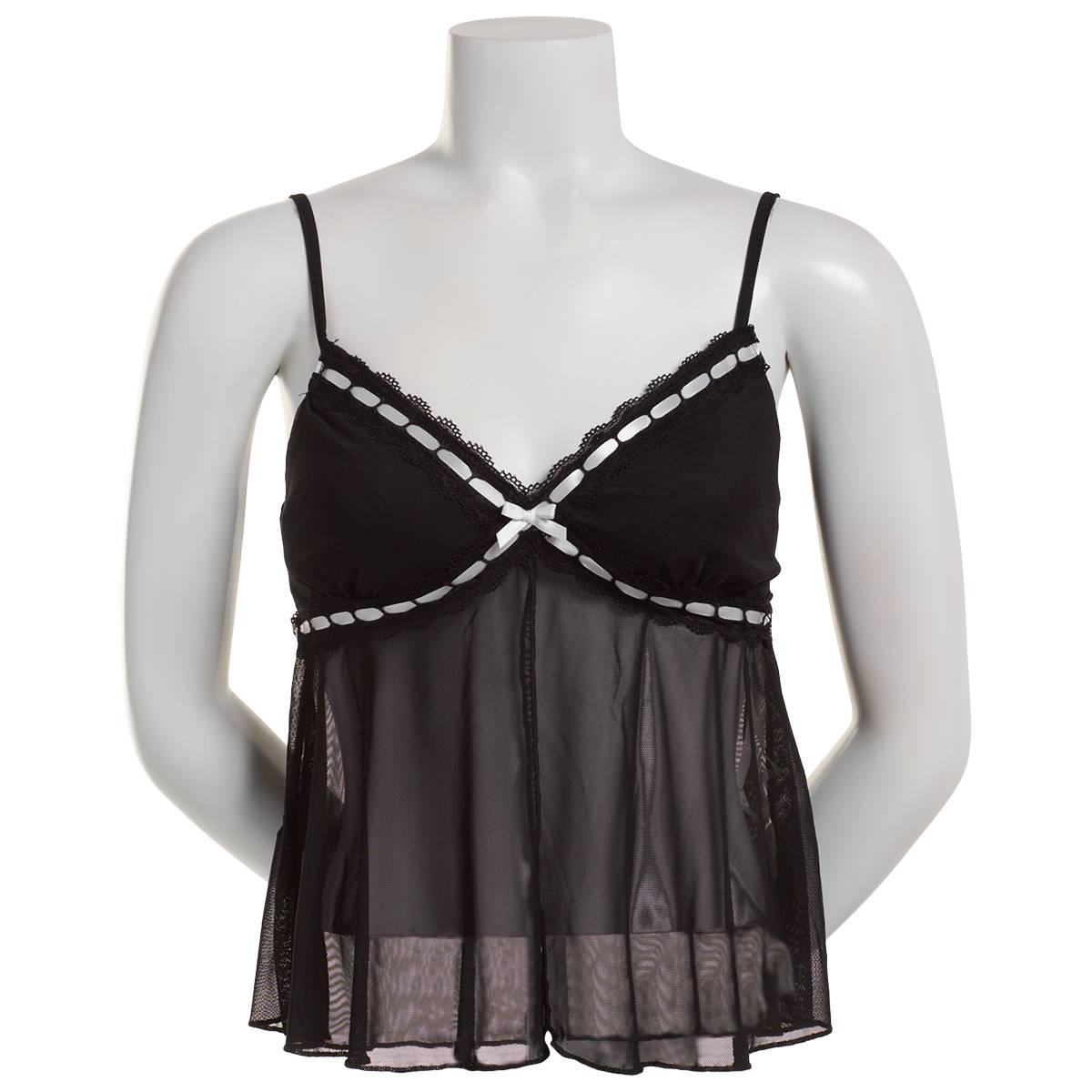 Click here for Juniors No Comment Mesh Open Front Lace Trim Cami prices