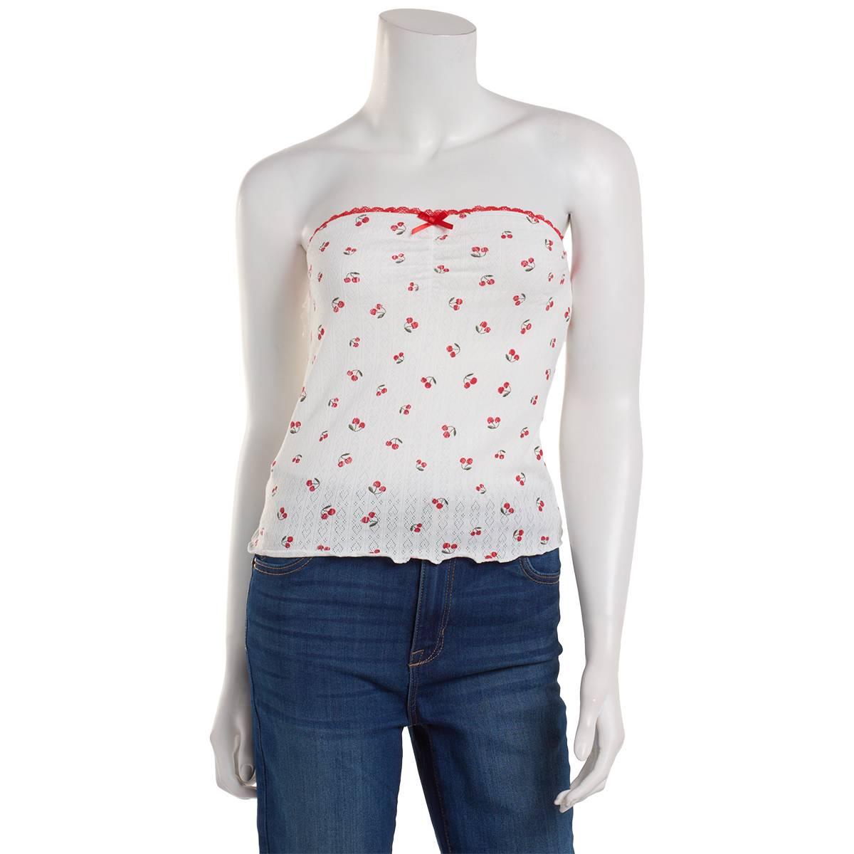 Click here for Juniors No Comment Pointelle Cherry Tube Top with... prices
