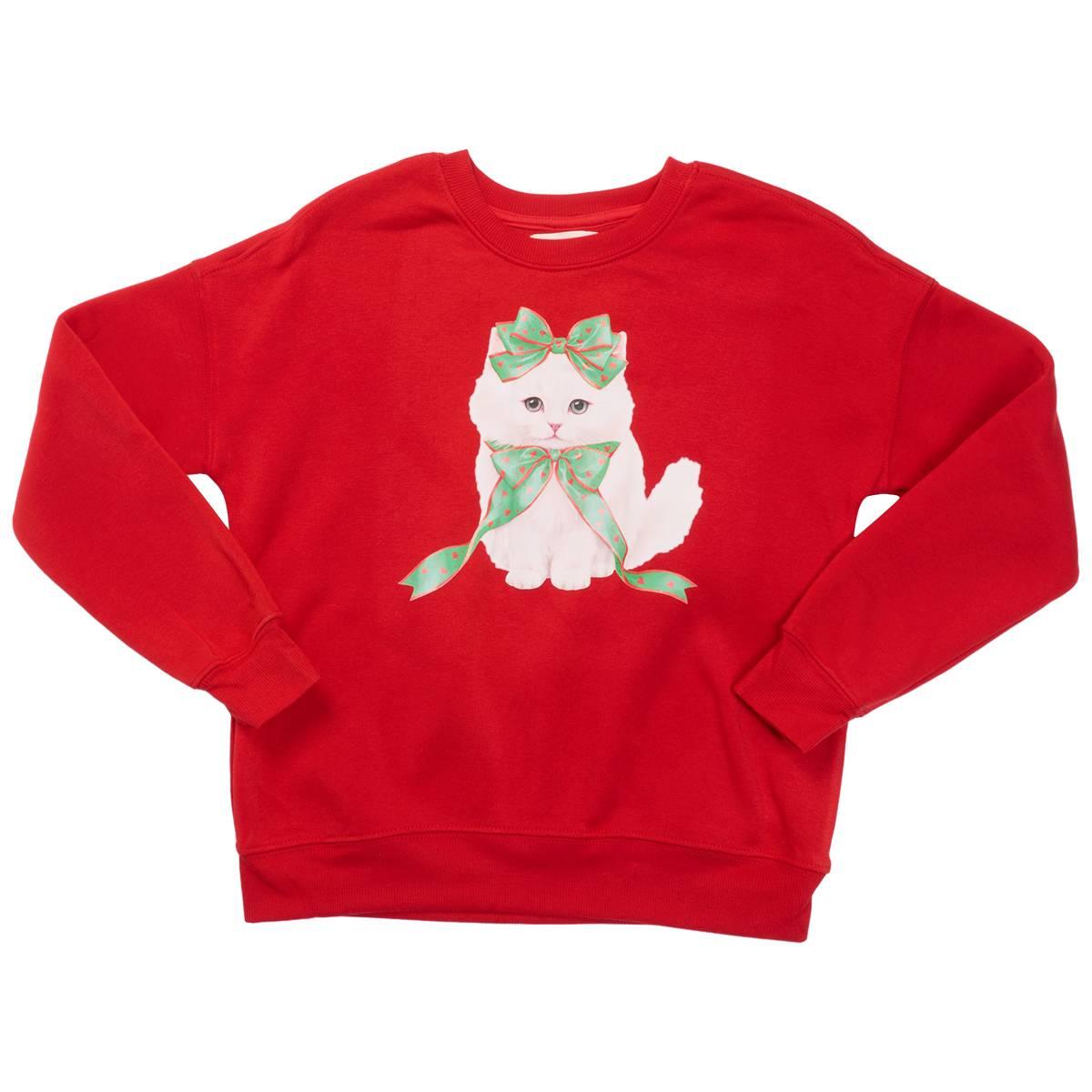 Click here for Girls (7-16) No Comment Christmas Cat Wearing Bows... prices