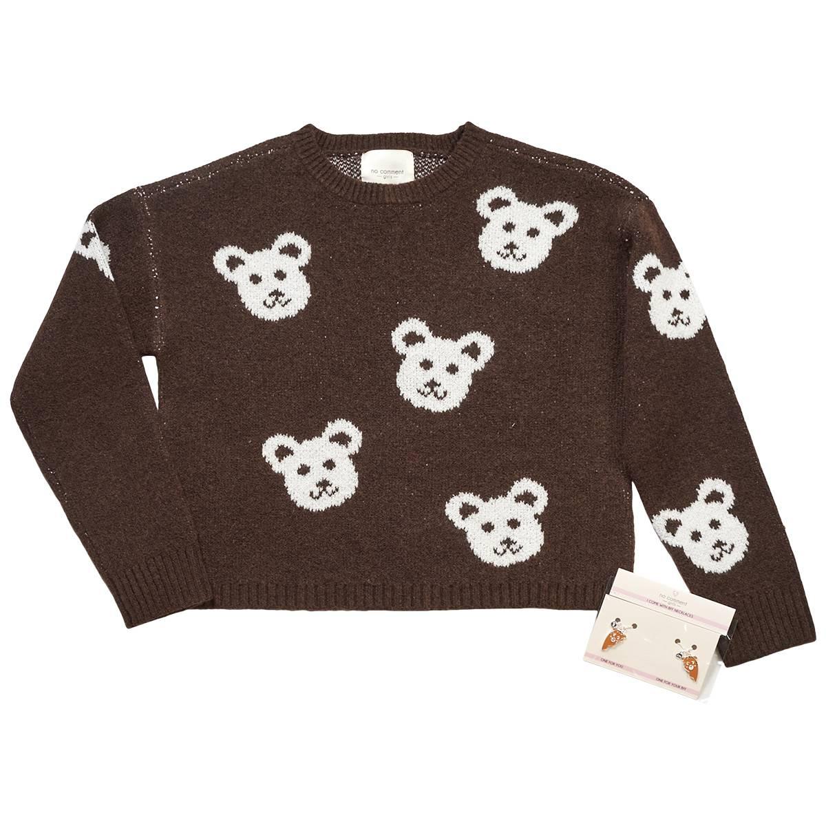 Click here for Girls (7-16) No Comment Teddy Bear Mossy Sweater w... prices