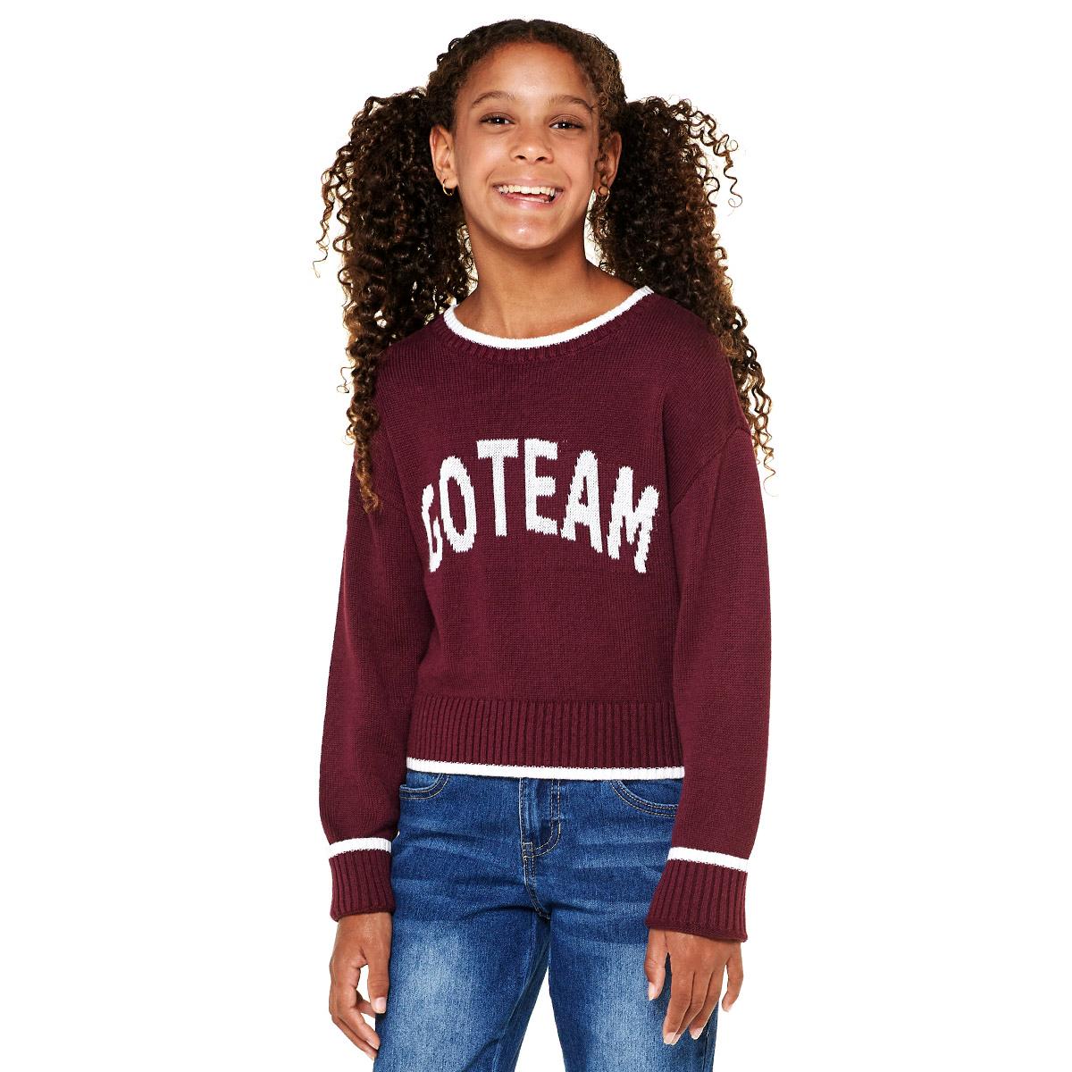 Click here for Girls (7-16) No Comment Go Team Knit Sweater prices