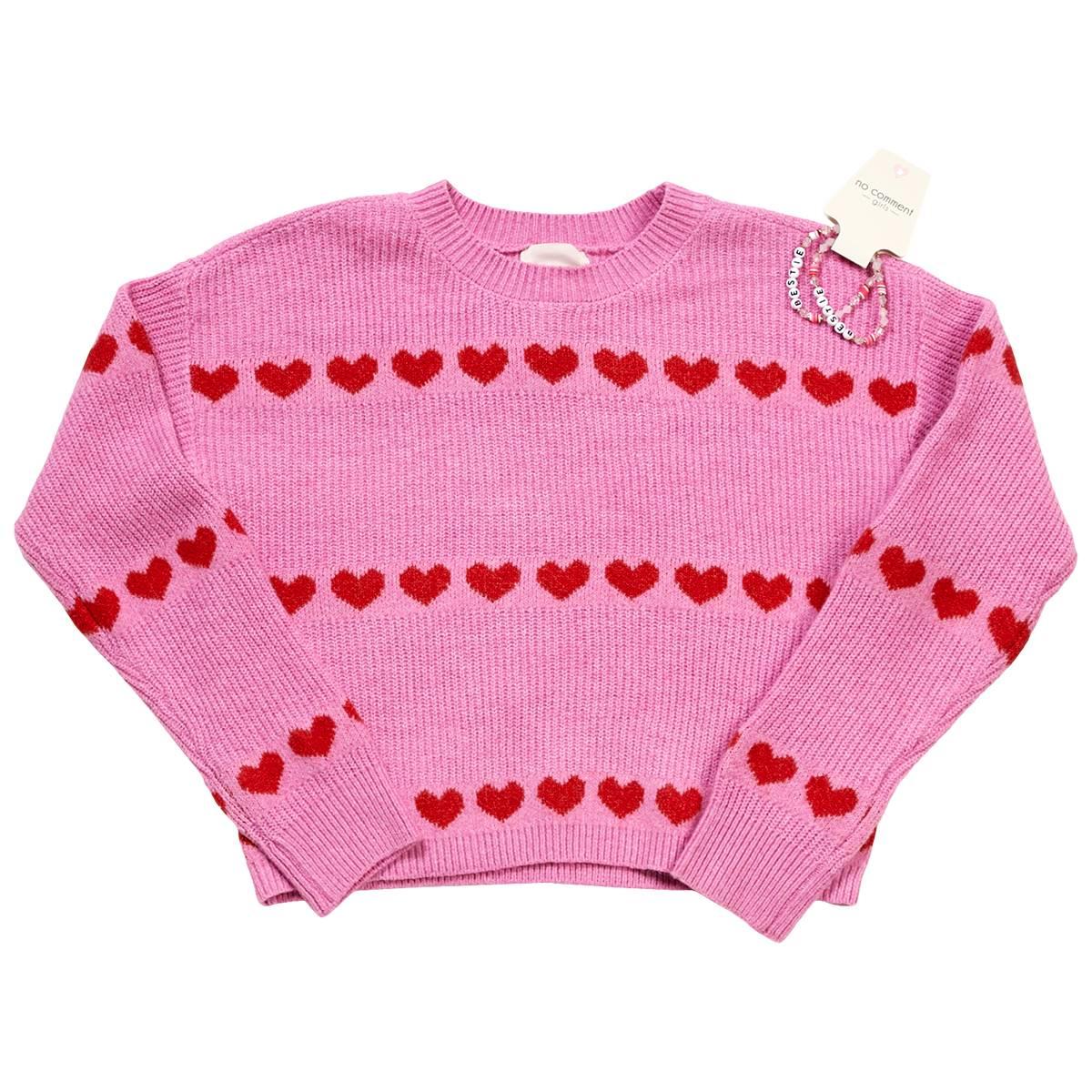 Click here for Girls (7-16) No Comment Heart Sweater w/ Friendshi... prices