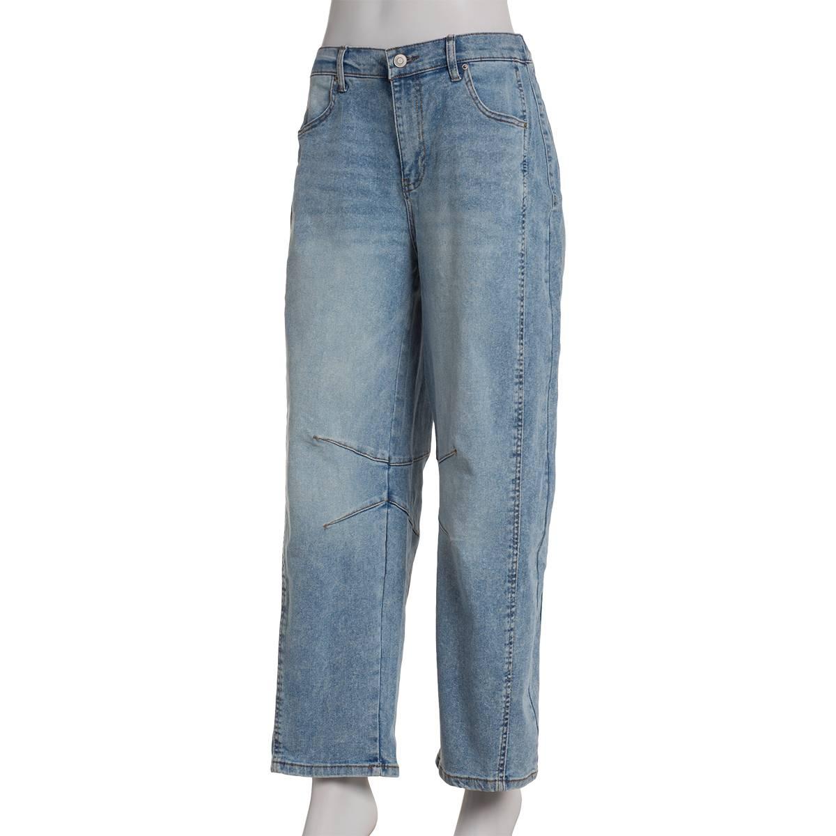Click here for Juniors No Comment Classic Barrel Leg Jeans with C... prices
