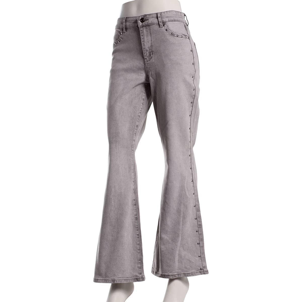 Click here for Juniors No Comment Mid Rise Studded Flare Jeans prices