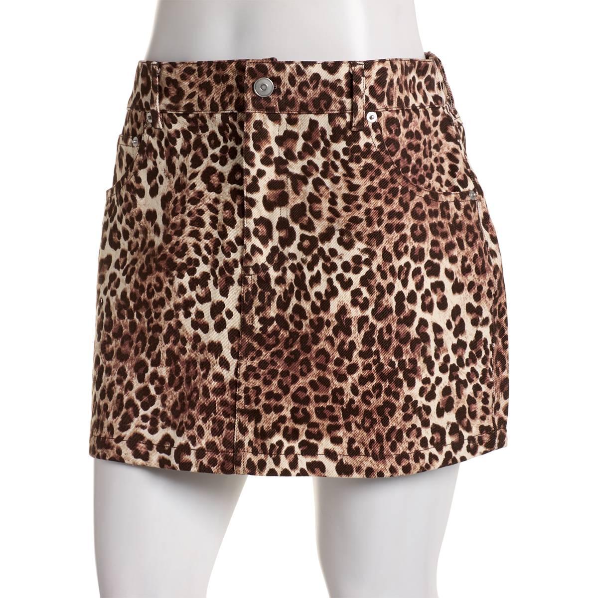 Click here for Juniors No Comment Leopard Print Twill Mini Skirt prices
