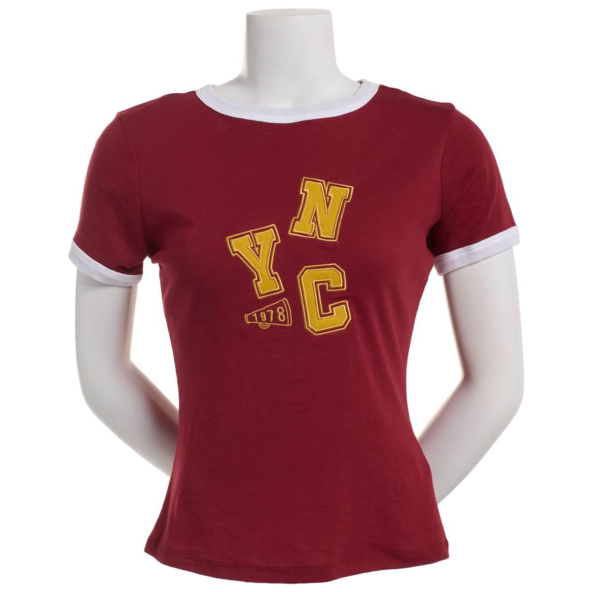 Click here for Juniors No Comment Short Sleeve Ringer Tee with NY... prices