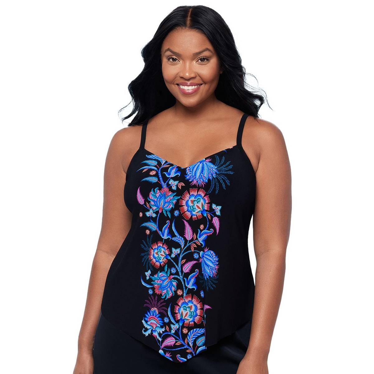 Click here for Womens TrimShaper Whimsical Vines Hanky Hem Tankin... prices