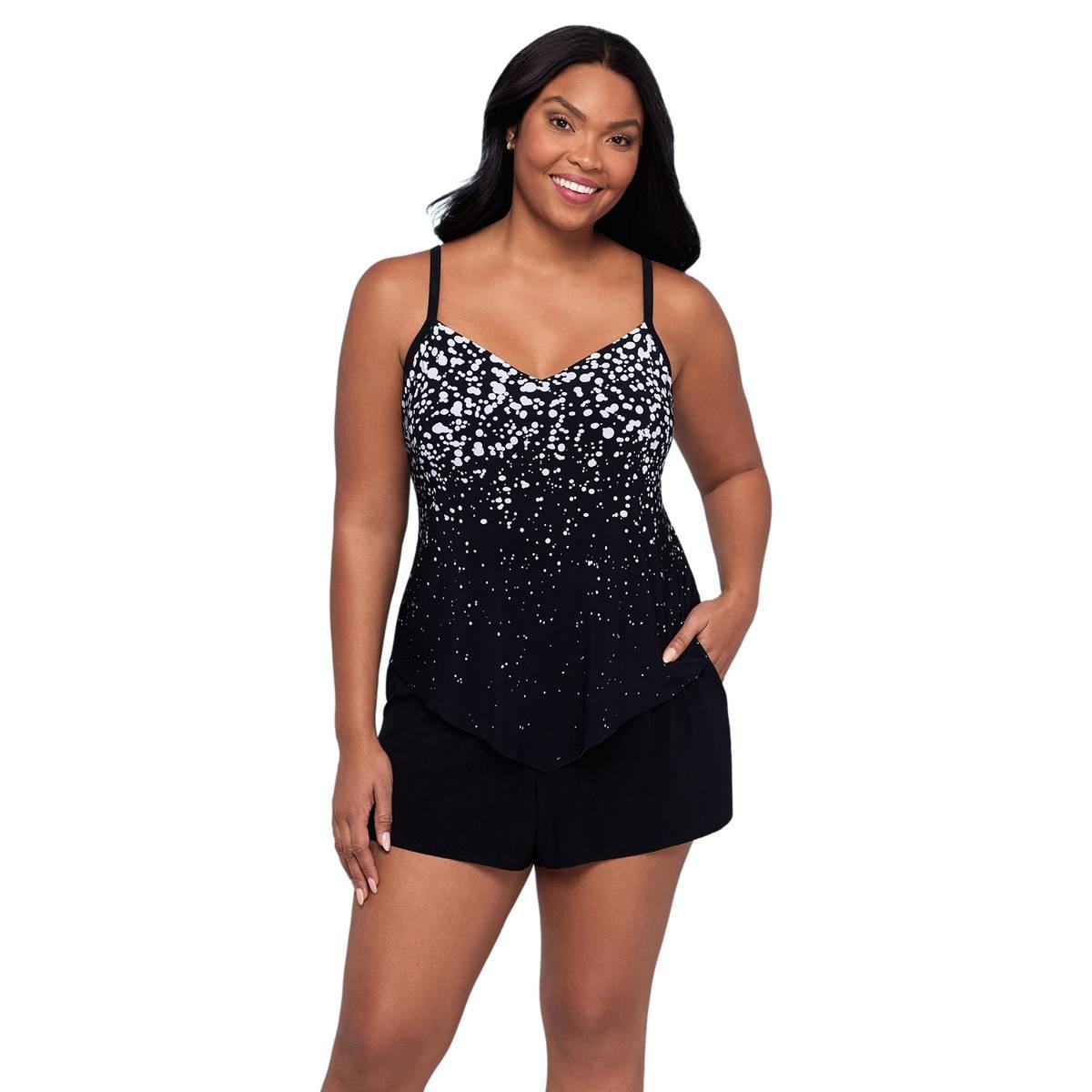 Click here for Womens Swimshaper Confetti Dot Ombre Swimsuit Romp... prices