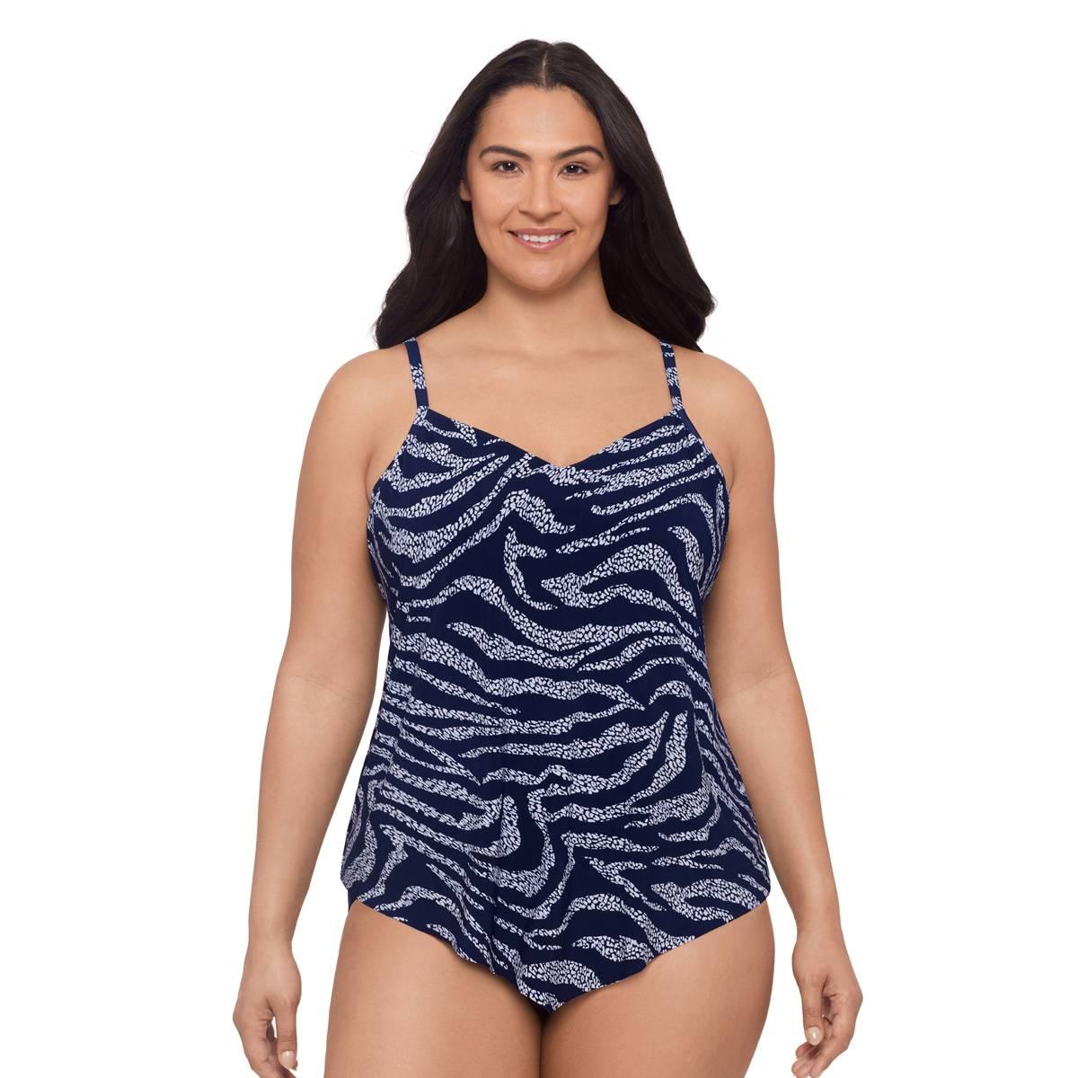 Click here for Plus Size TrimShaper Savanna Skin Hanky Hem Tankin... prices