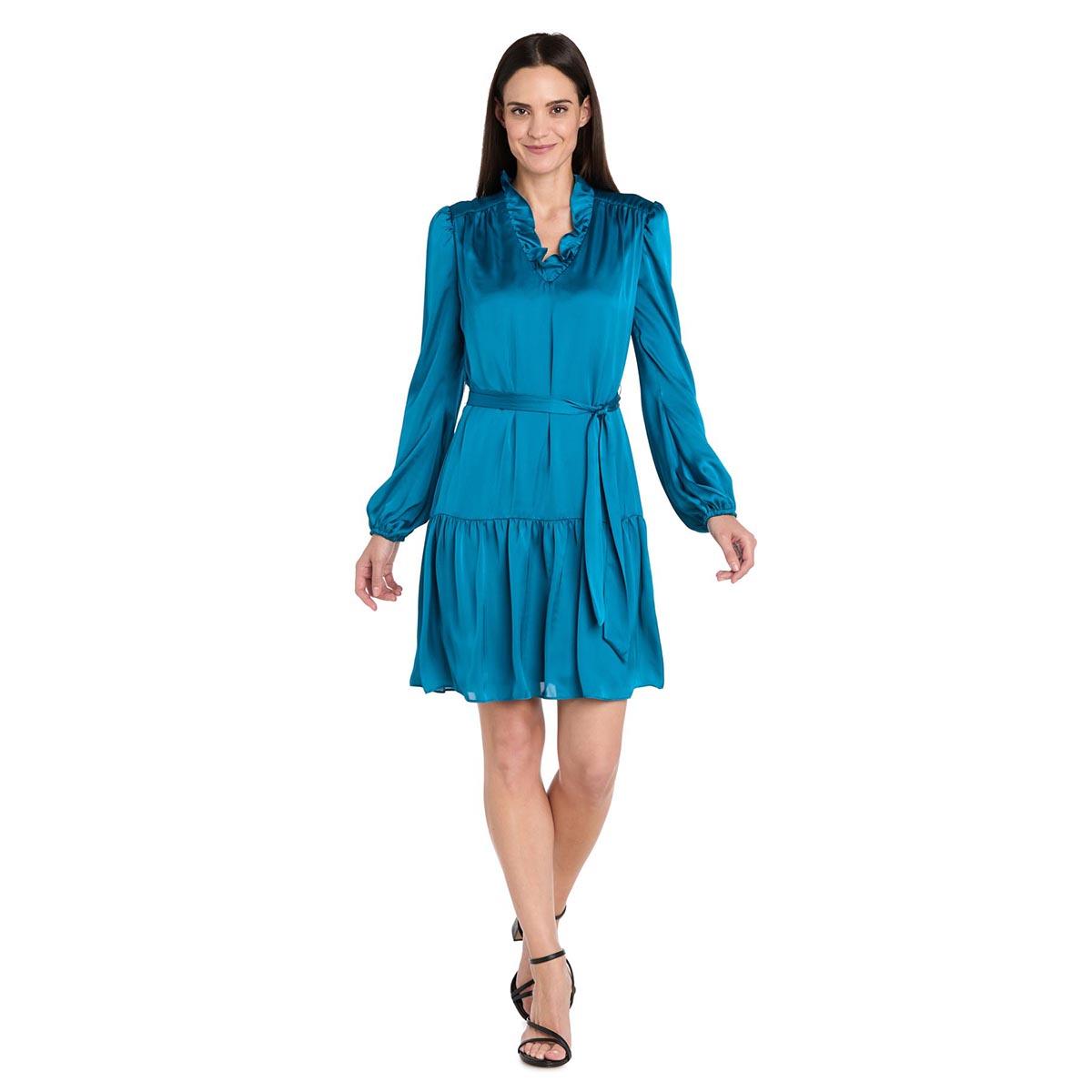 Click here for Womens R&M Richards Long Sleeve Silky Belted A-Lin... prices