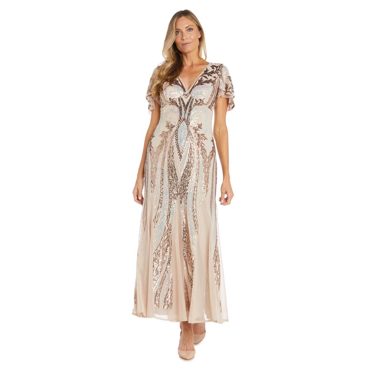 Click here for Womens R&M Richards Flutter Sleeve Sequin Evening... prices