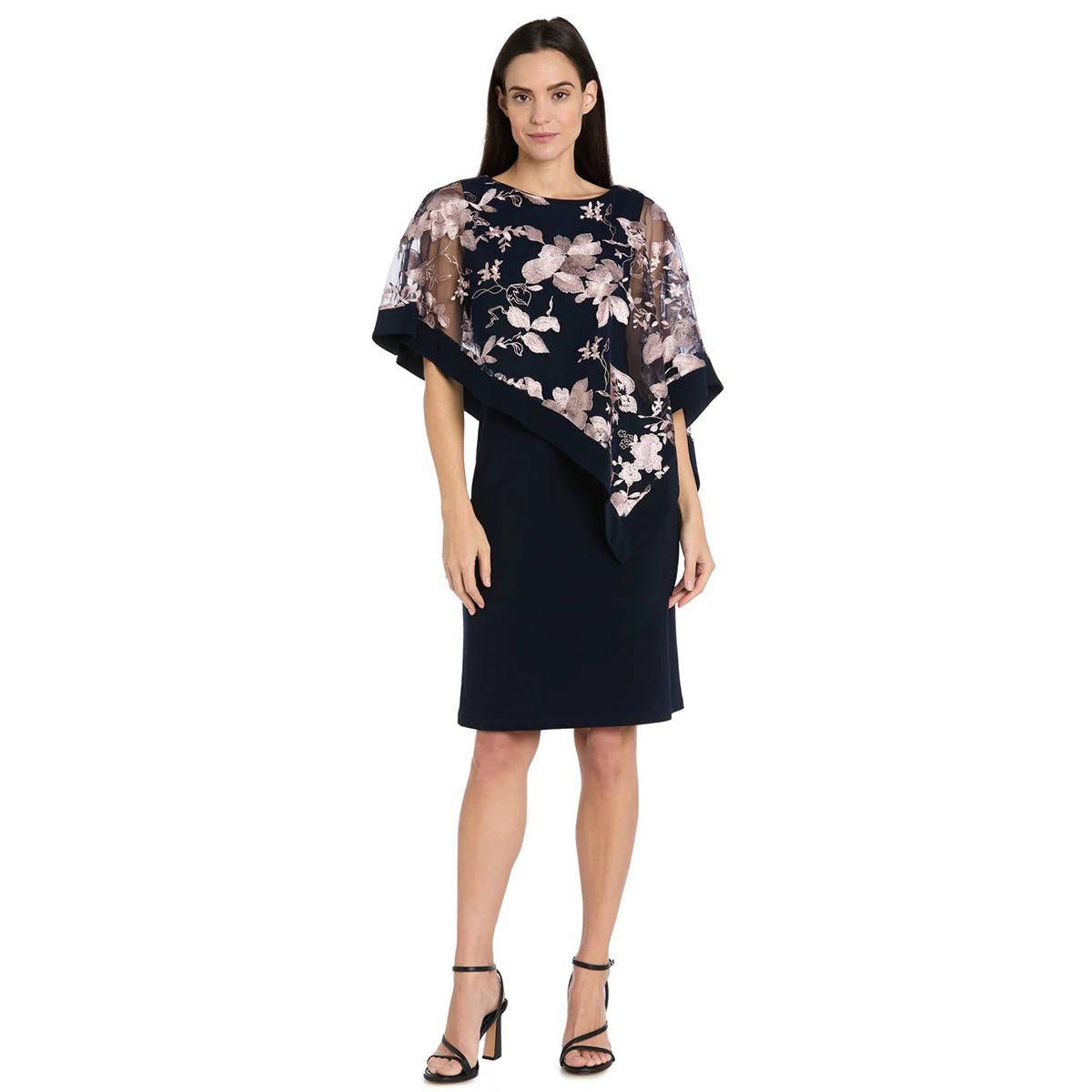 Click here for Womens R&M Richards Floral Embroidered Poncho Shea... prices