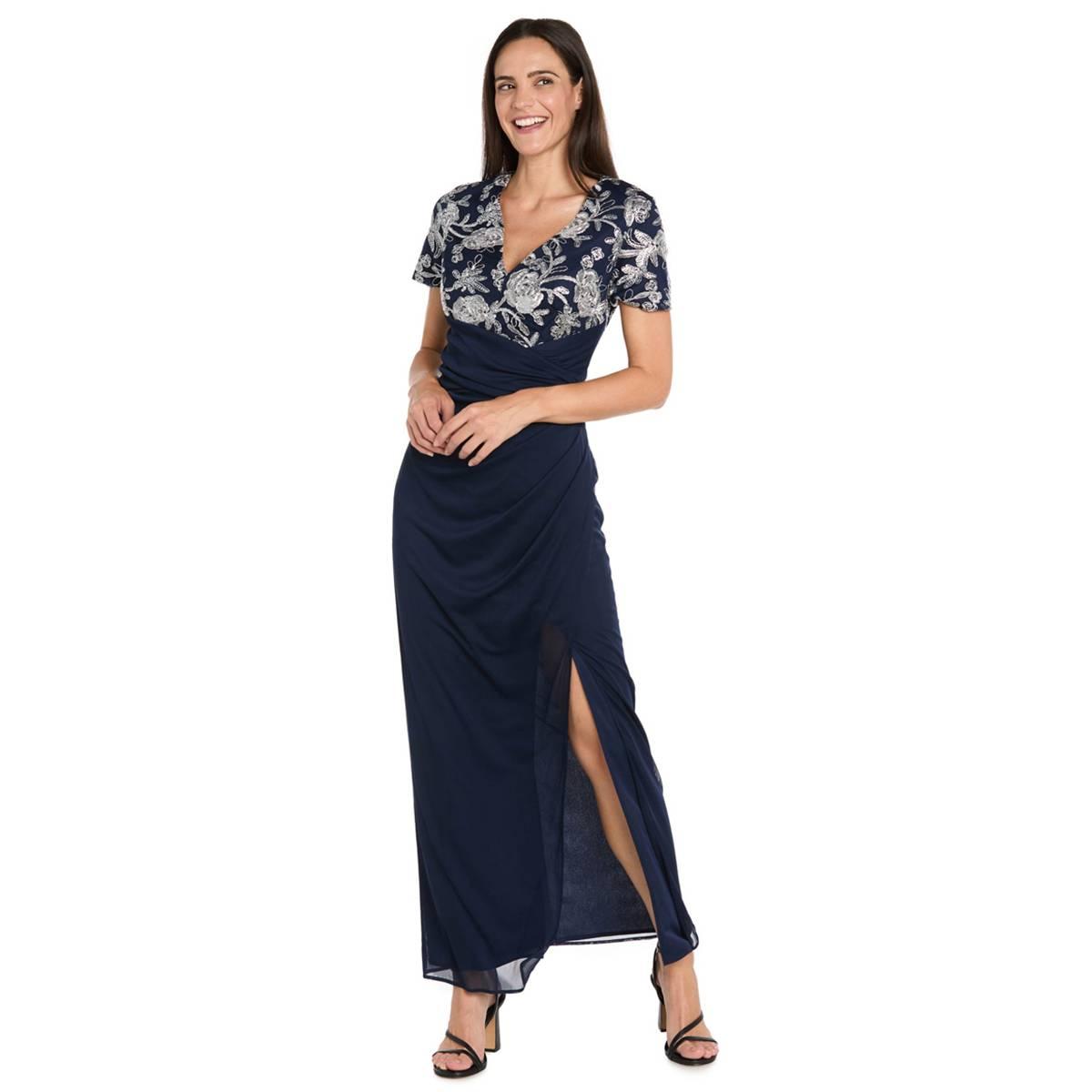 Click here for Womens R&M Richards Floral Embroidered Ruched Side... prices