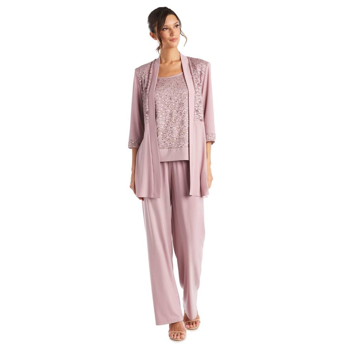 R & M Richards Sequined Lace 2-Pc. Set - Mauve