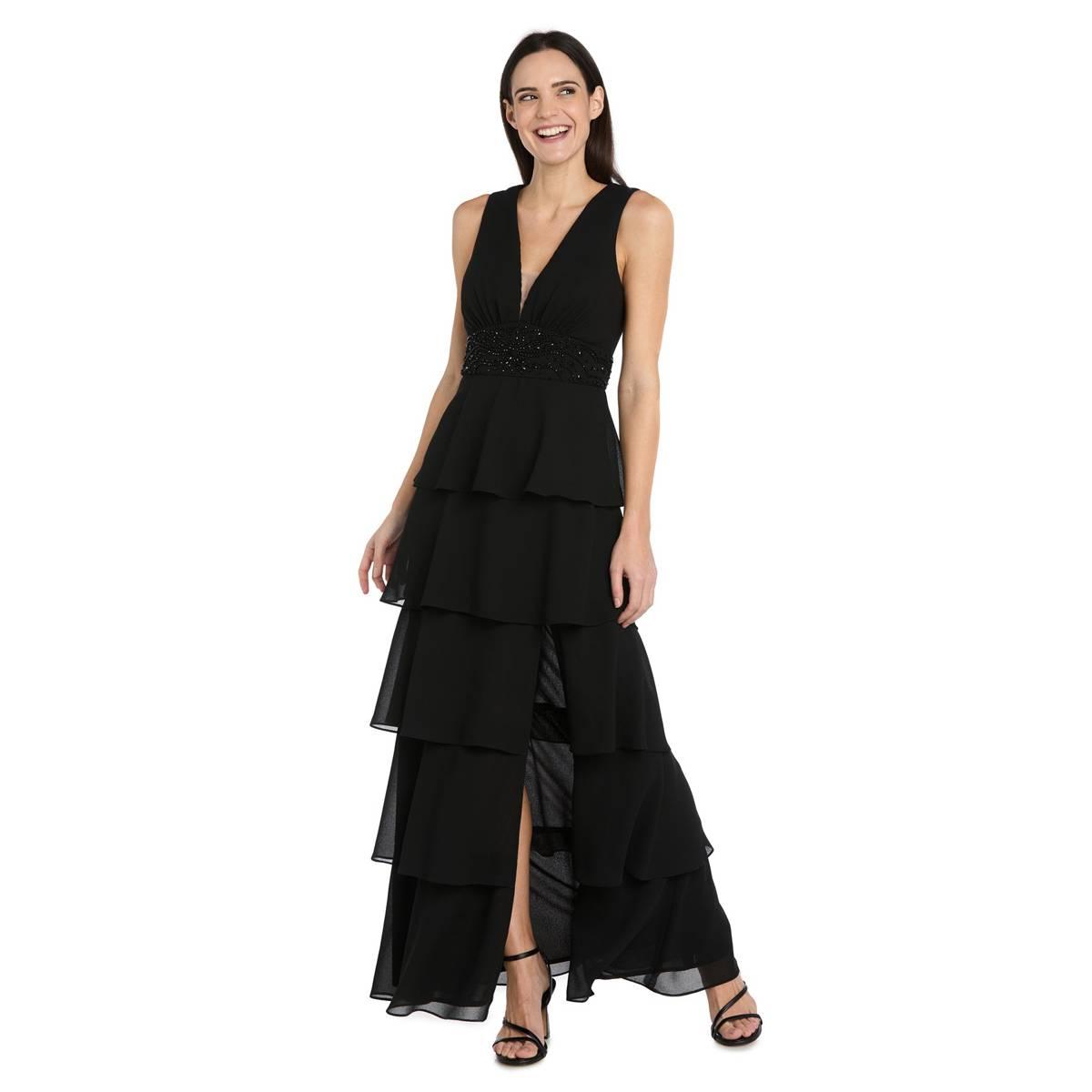 Click here for Womens R&M Richards Sleeveless Tier Beaded Trim Go... prices
