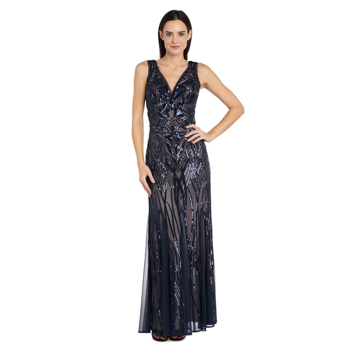 Click here for Womens R&M Richards Embellished V Neck Beaded Even... prices