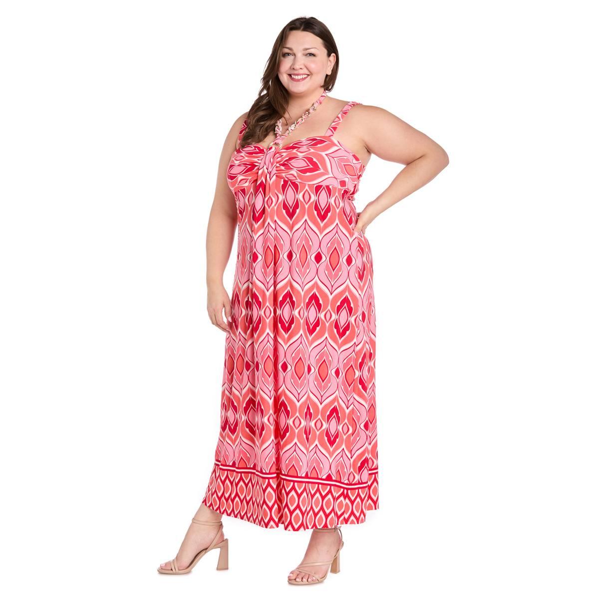 Click here for Plus Size R&M Richards Coral & Pink Maxi Dress prices