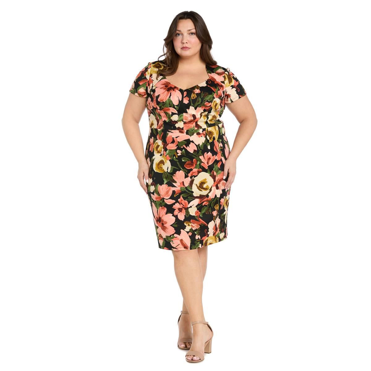 Click here for Plus Size R&M Richards Floral Sheath Dress prices