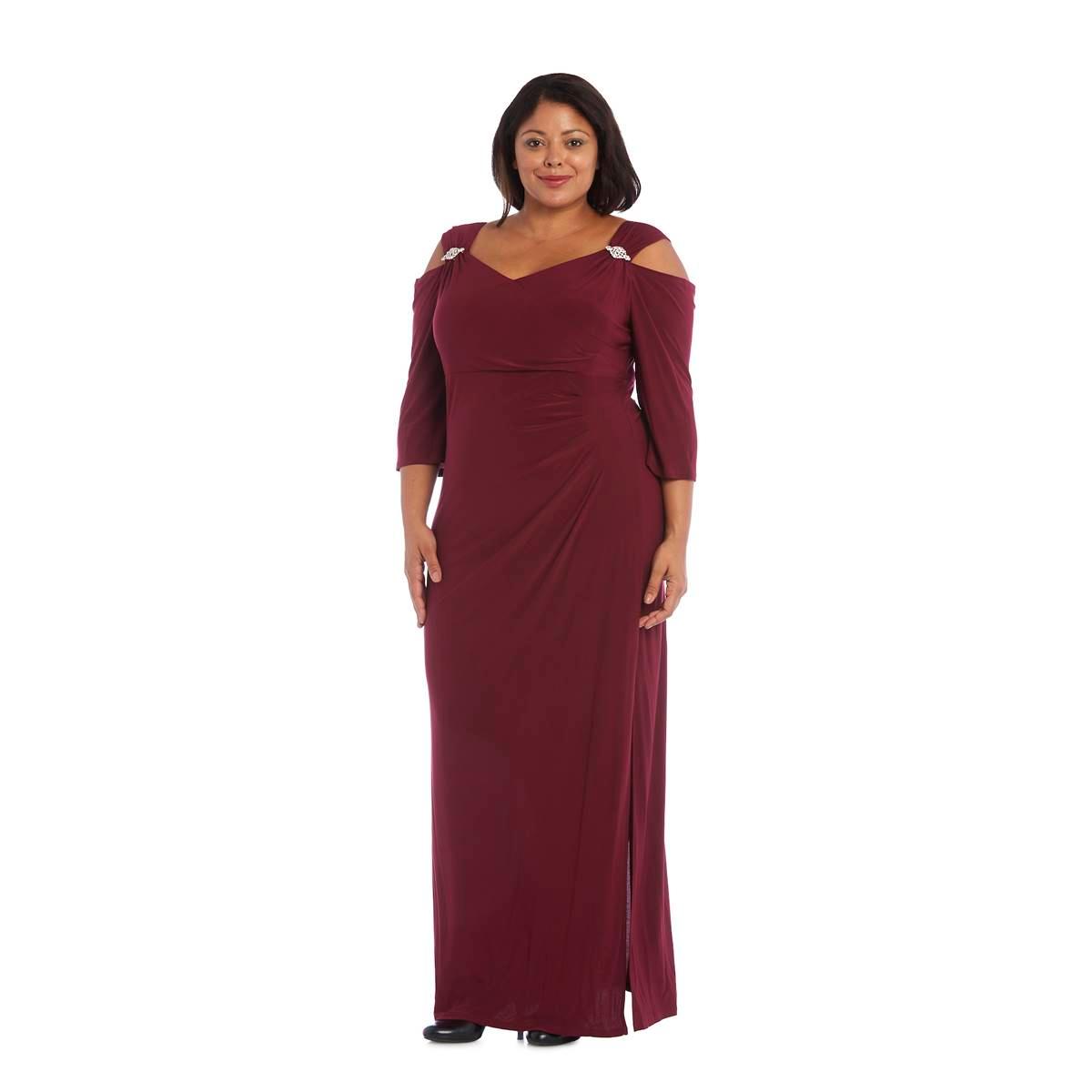 Click here for Plus Size R&M Richards Off-the-Shoulder Evening Go... prices