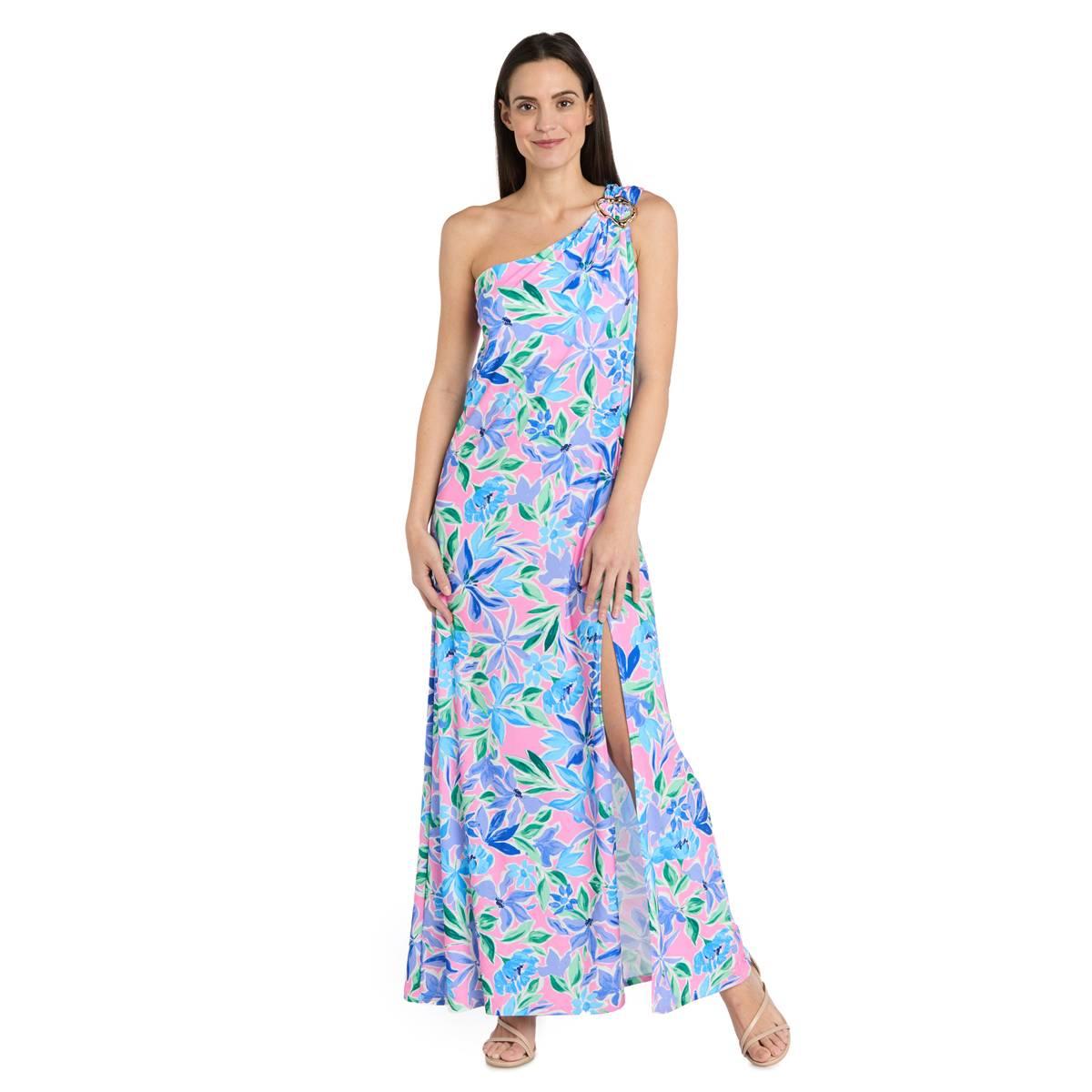 Click here for Womens R&M Richards Asymmetrical Neck Floral Maxi... prices